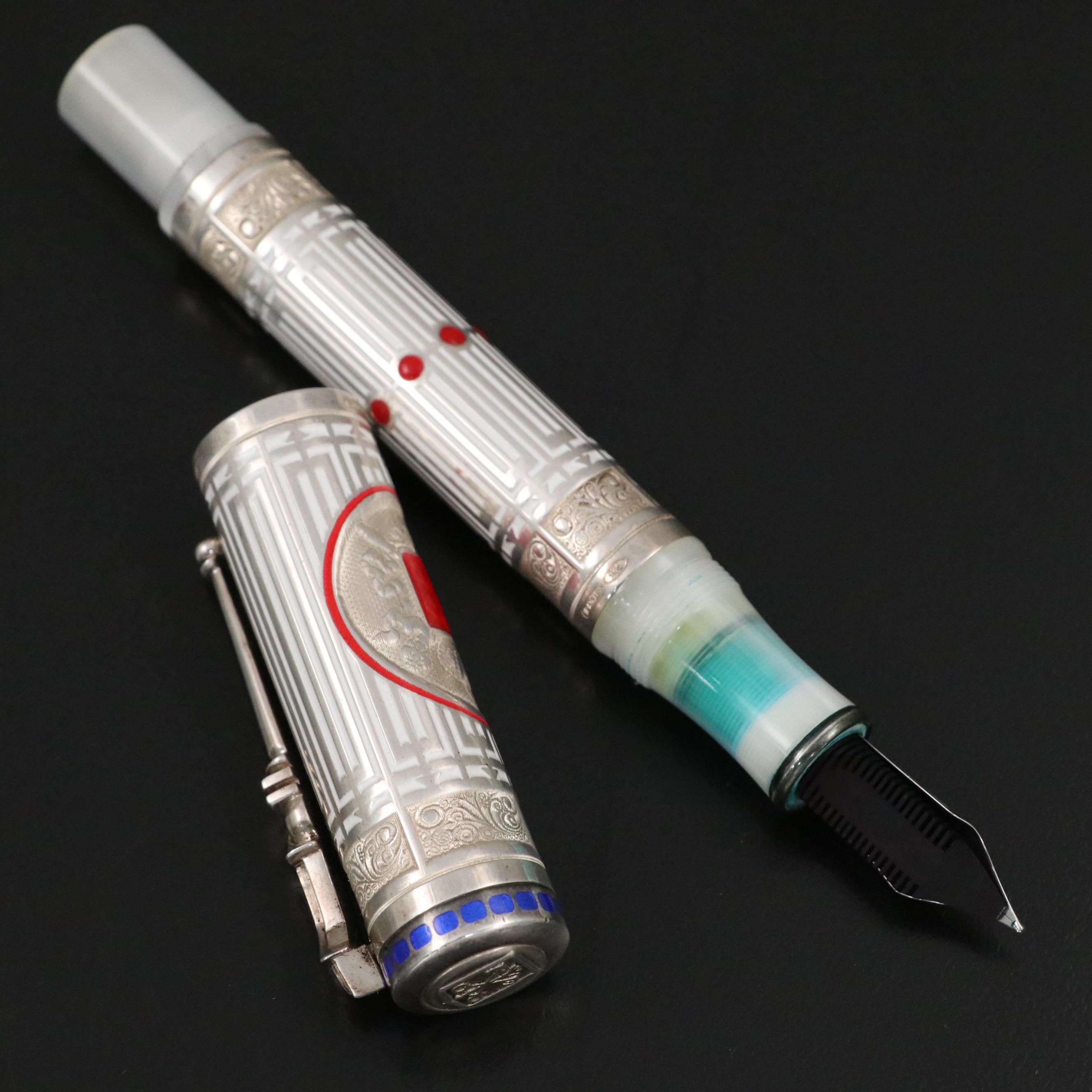 Montegrappa "White Nights" Enameled Sterling Silver Fountain Pen with ...