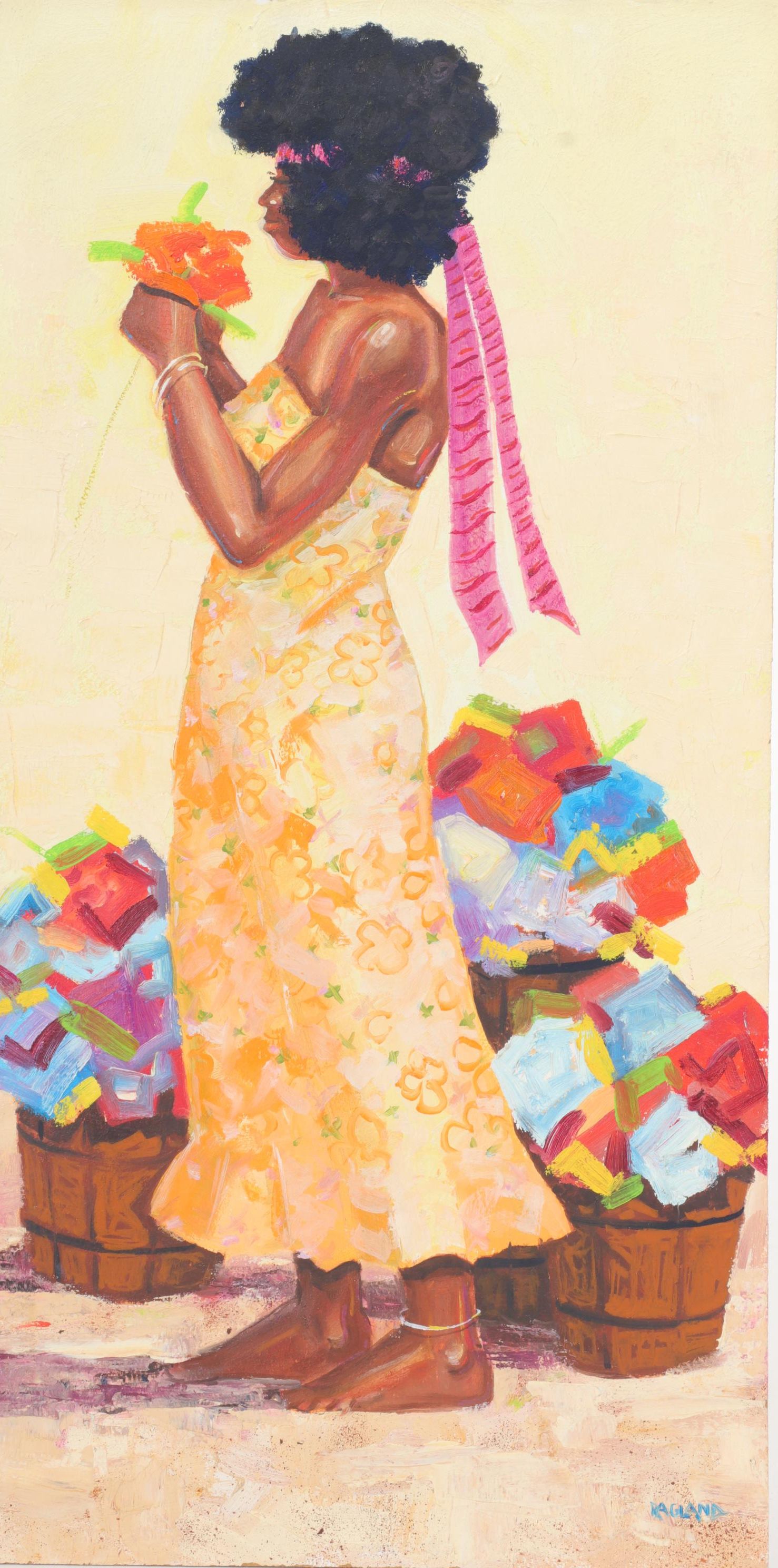 Bob Ragland Portrait Oil Painting "The Flowermaker," 1975 | EBTH