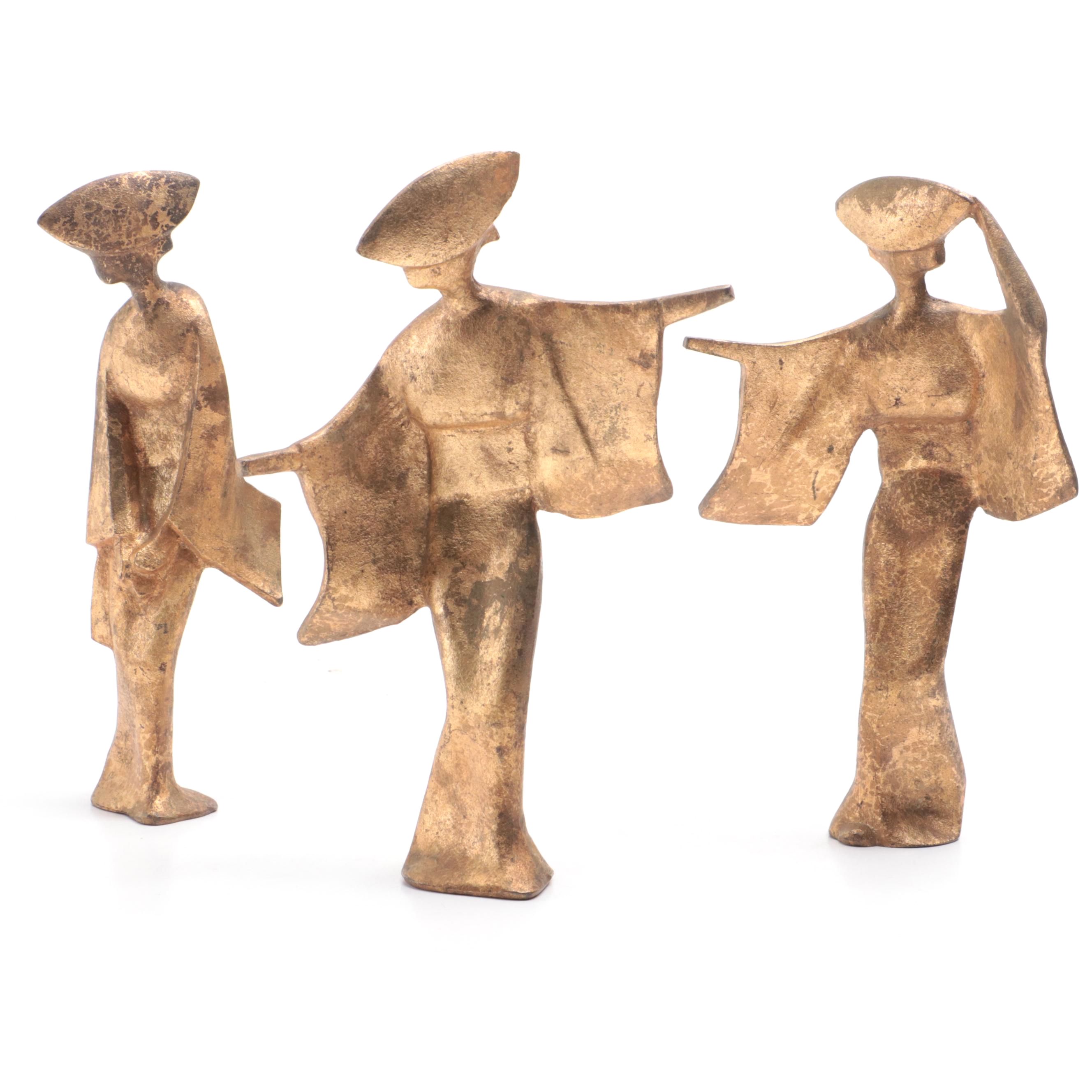Japanese Gilt Metal Dancing Figuries, Mid-20th Century | Everything But ...