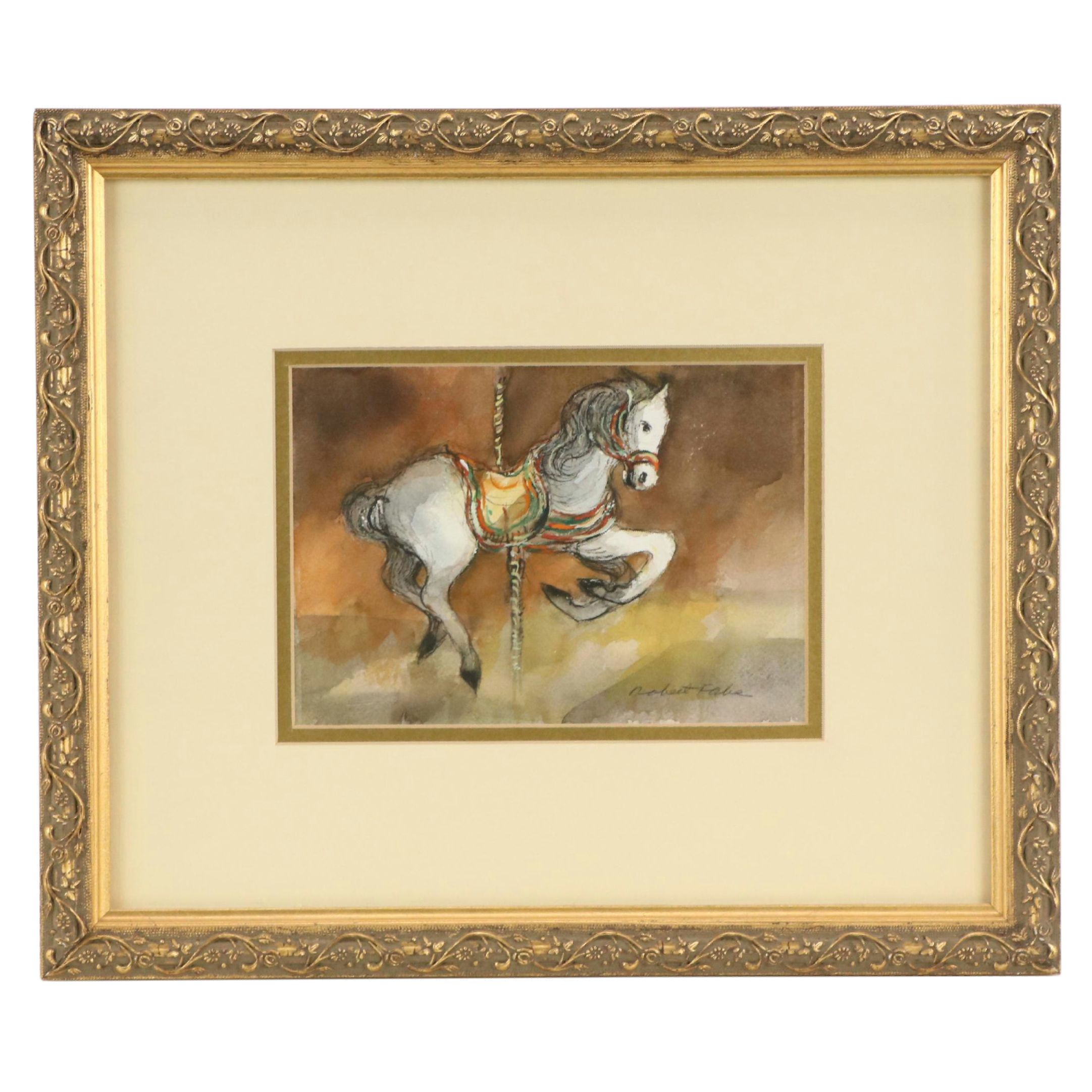 Robert Fabe Watercolor Painting of Carousel Horse | Everything But The ...