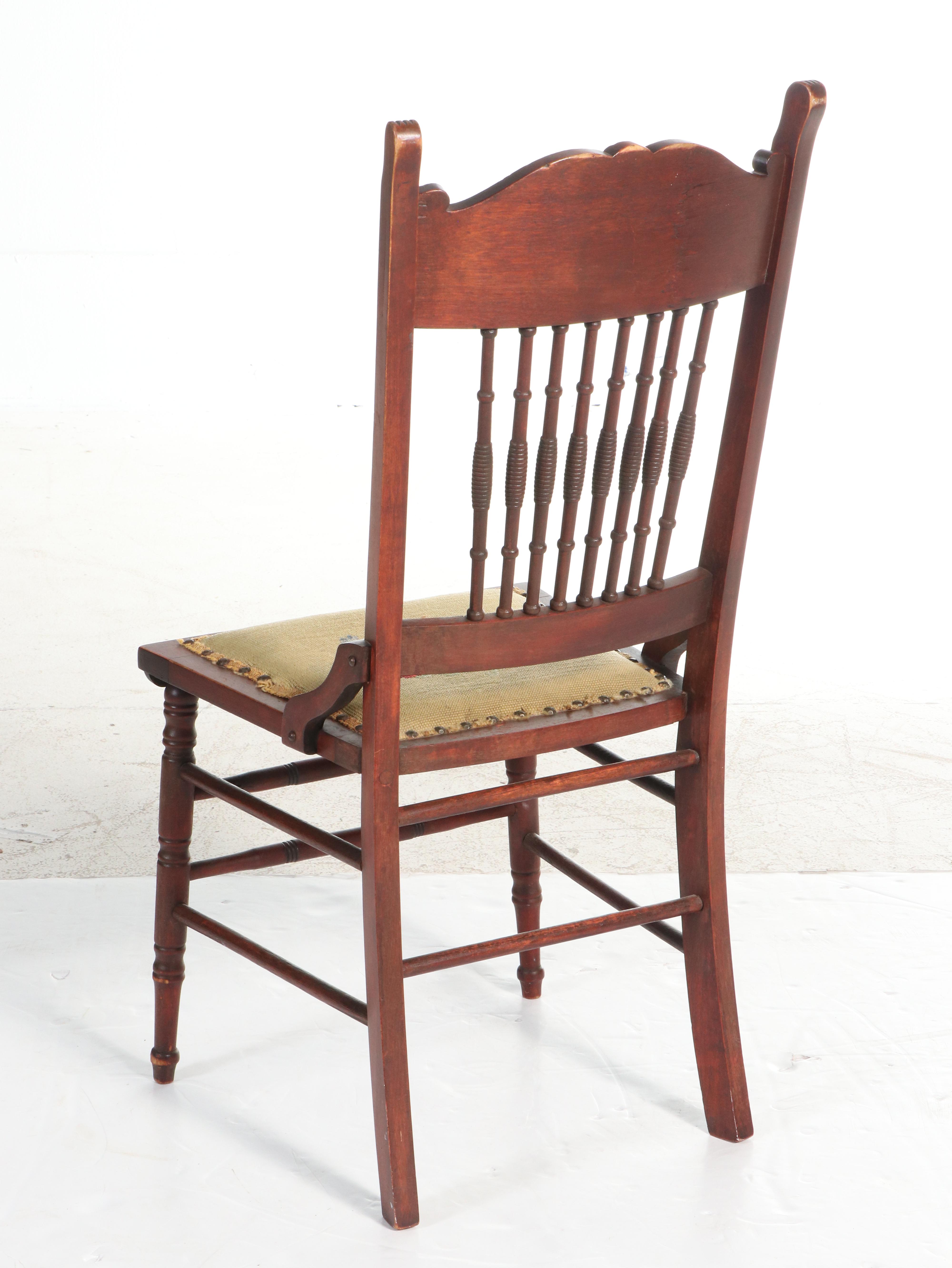 Pair of Late Victorian Pressed and Spindle-Back Side Chairs w ...