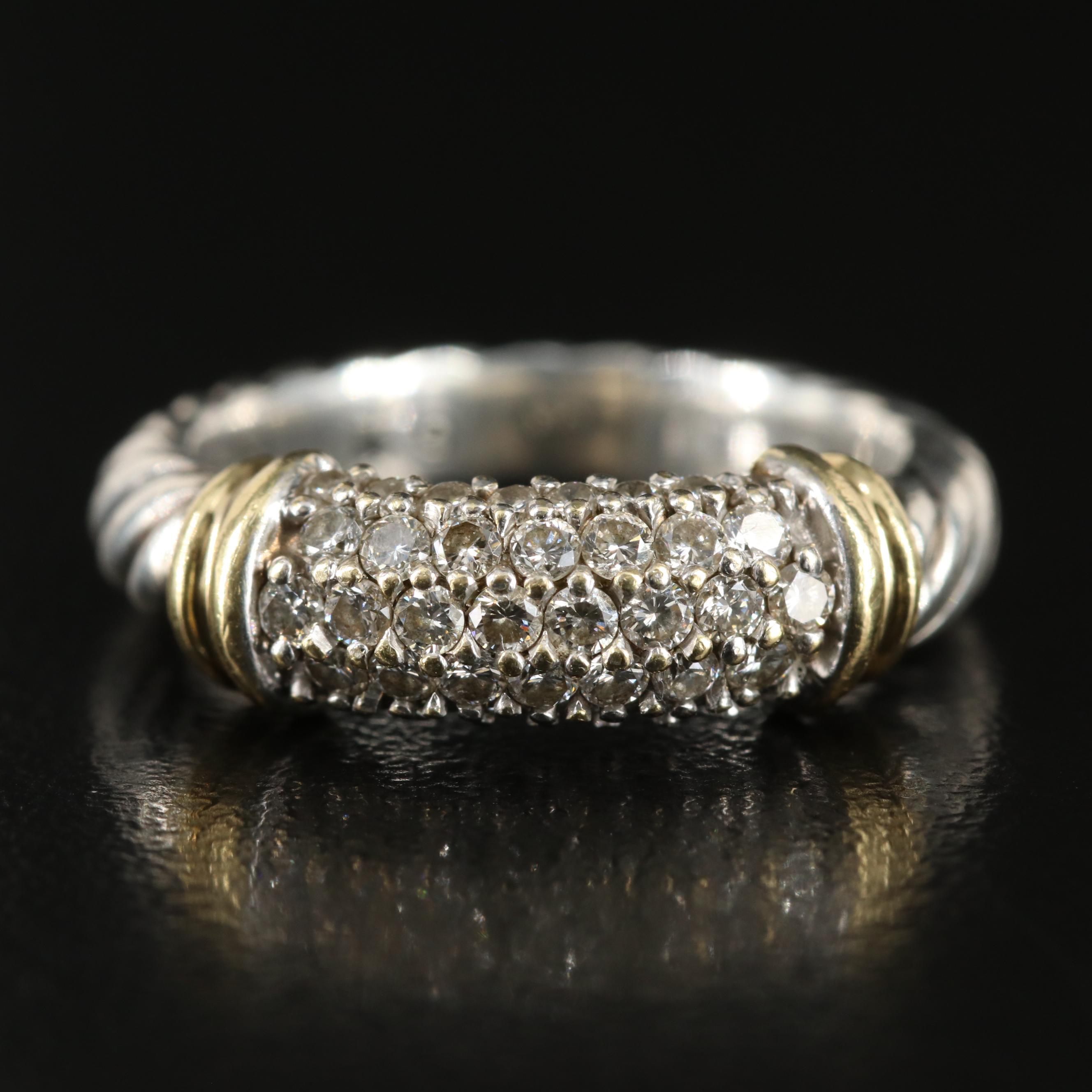 David Yurman "Metro" Sterling and 18K Pavé Diamond Band | Everything ...