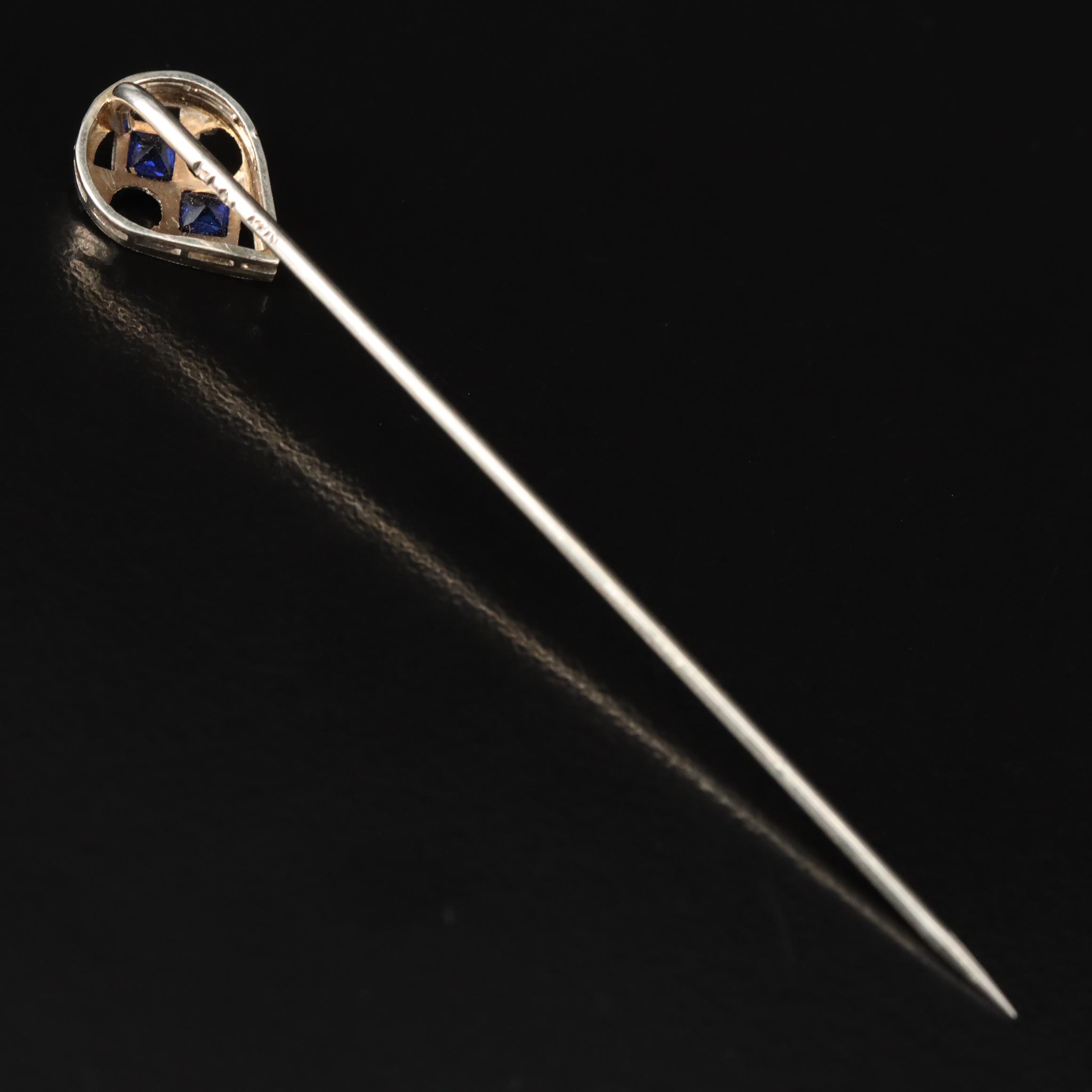 Antique 14K Sapphire Pin with Platinum Top | Everything But The House