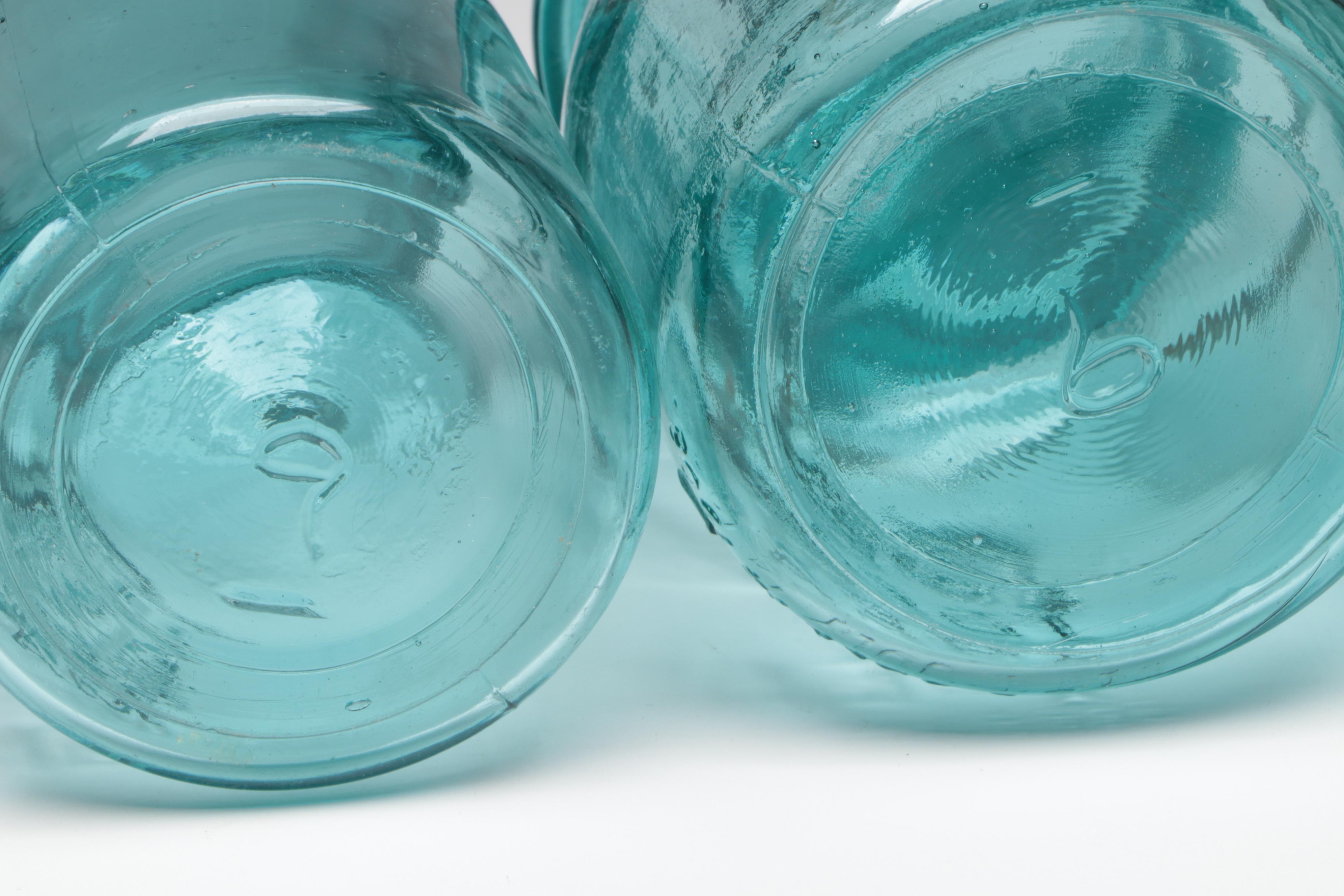 Ball Mason and Atlas Blue Glass Canning Jars, Early to Mid-20th Century ...