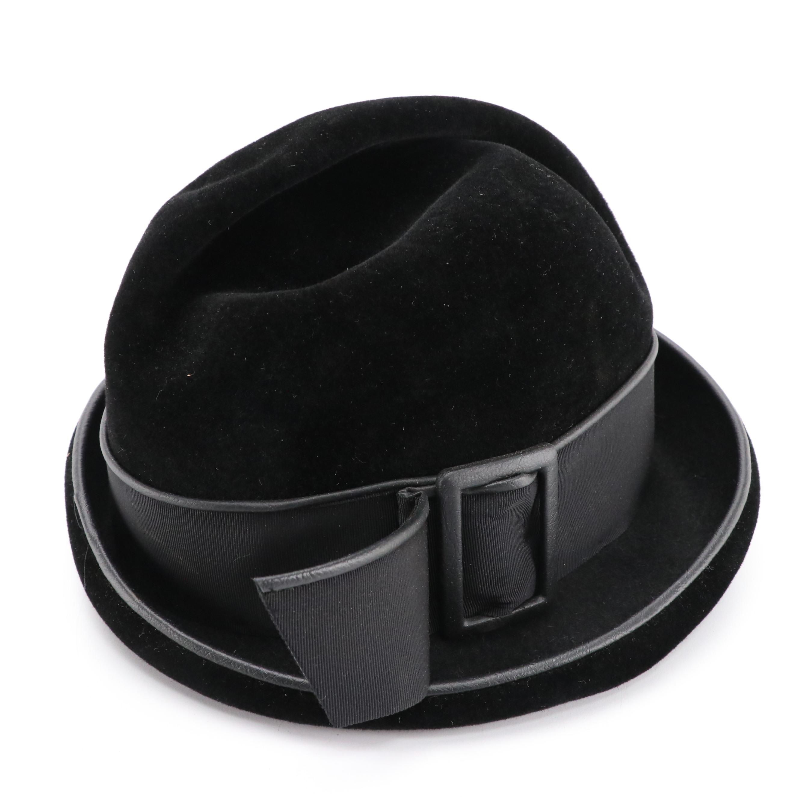 Darcel Black Velvet Top Hat and Miss Eileen White Cello Straw Hat, With ...