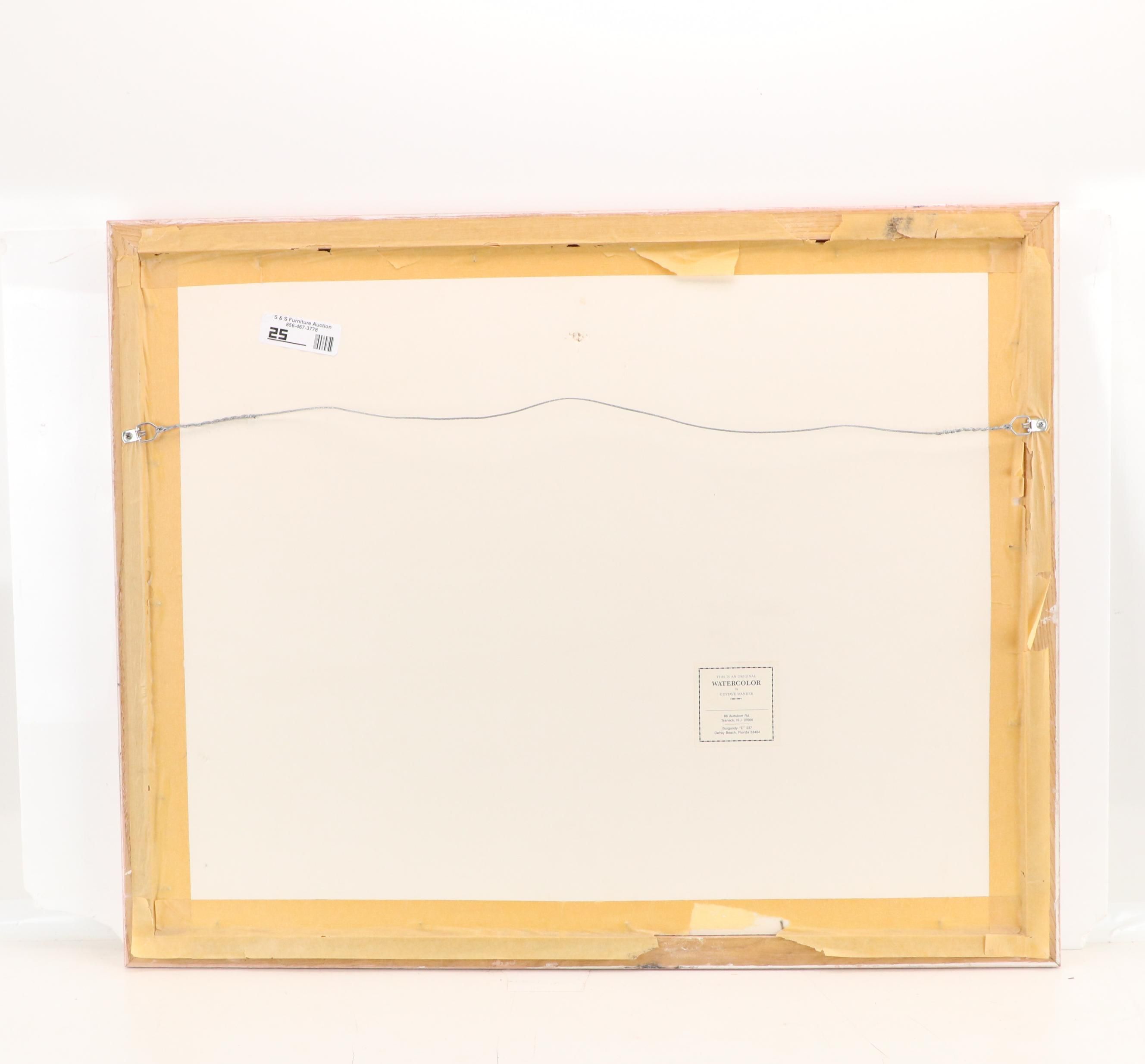 Gustave Wander Architectural Watercolor Painting of Front Porch with ...