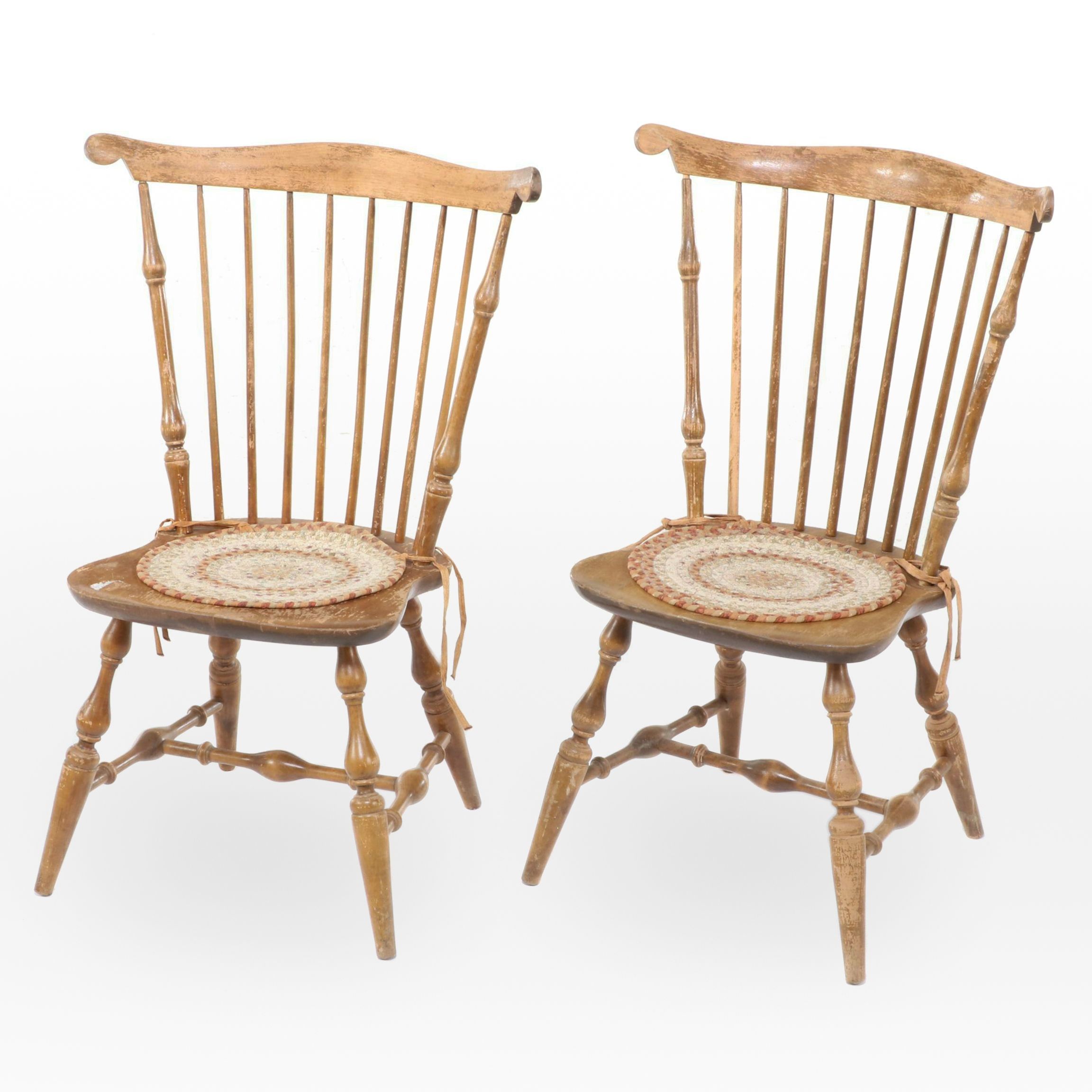 Pair of Nichols & Stone Colonial Style Hardwood Comb-Back Windsor Side ...