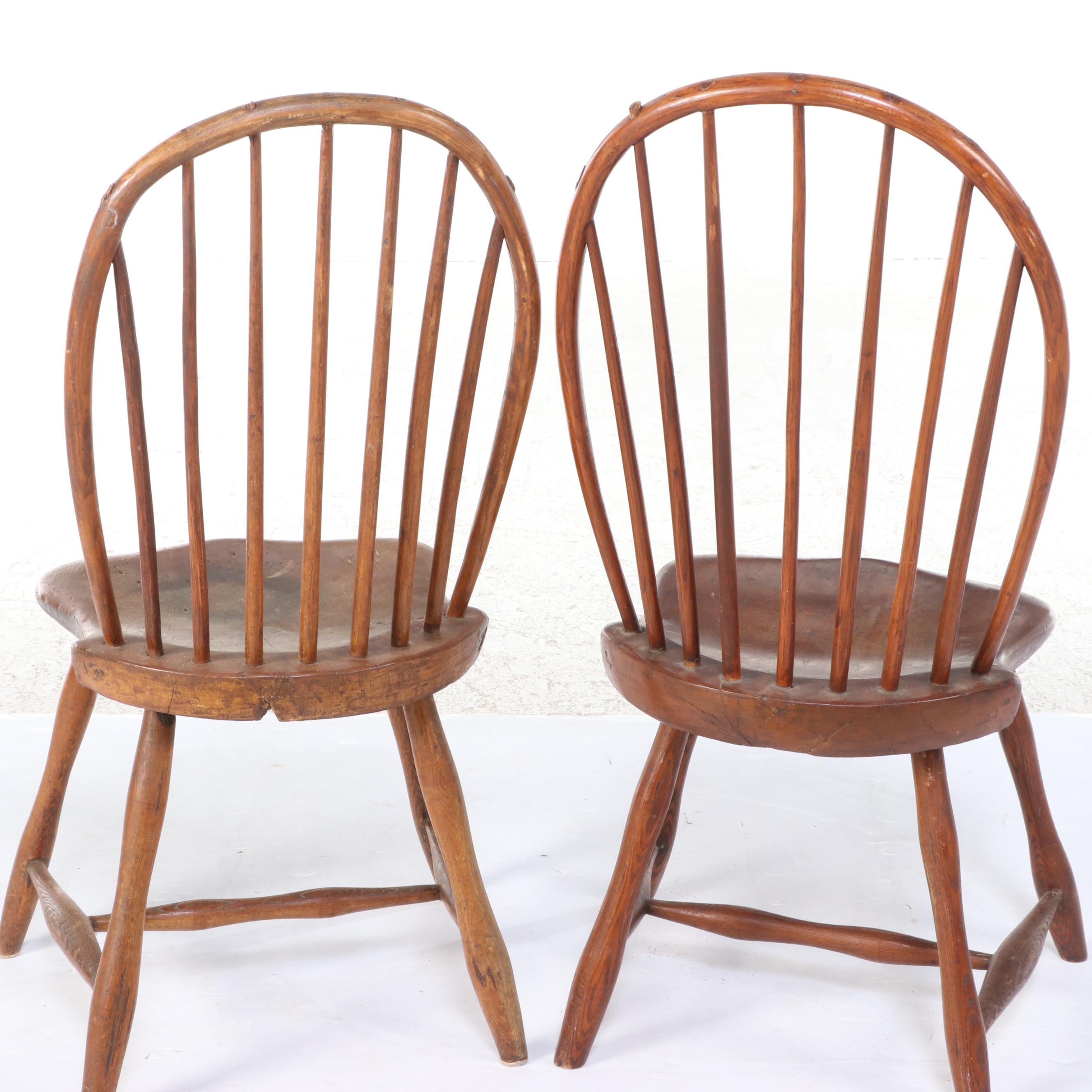 Near Pair of American Rod-Back Windsor Side Chairs, Early 19th Century ...