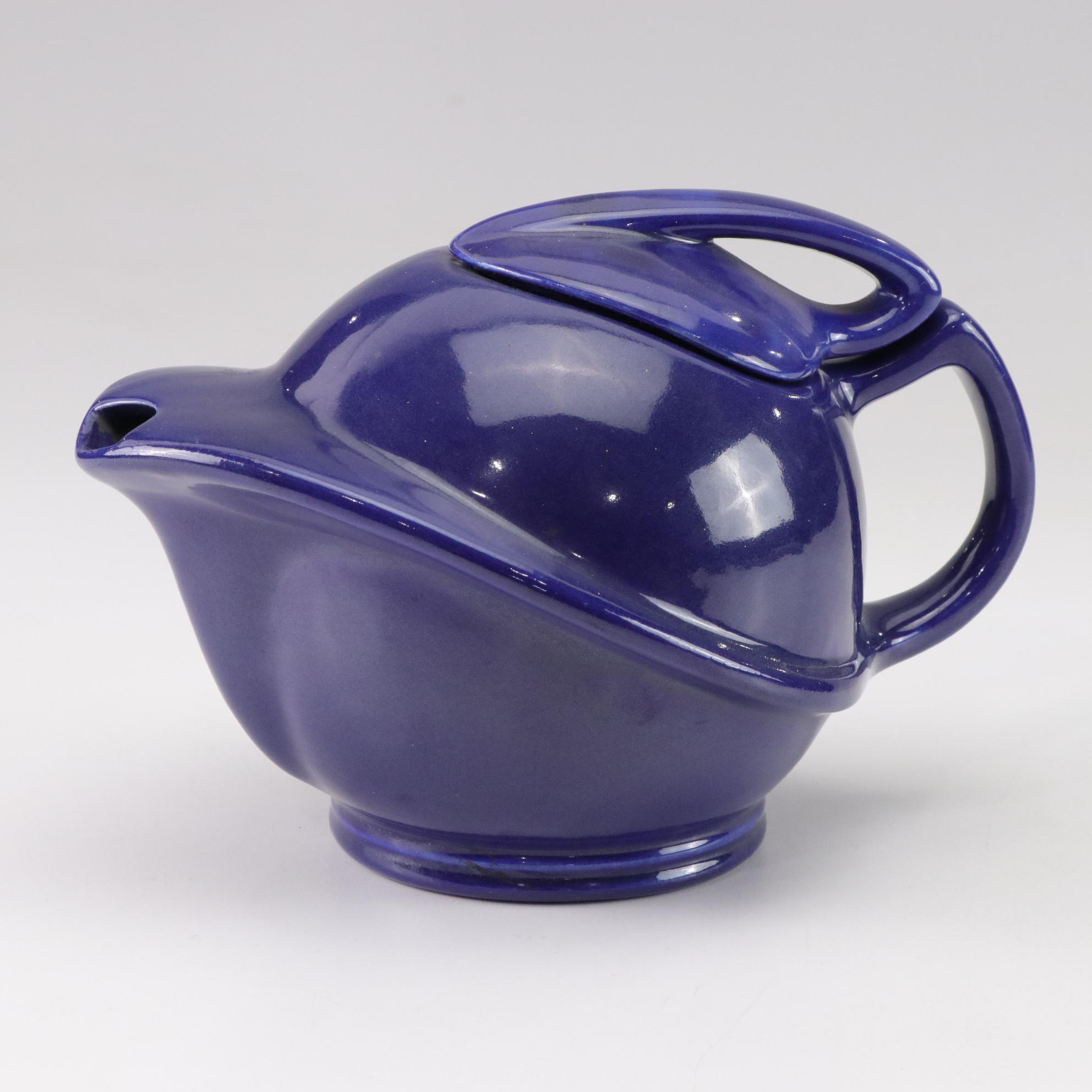 Modernist Red Wing Gypsy Trail "Saturn" Cobalt Pottery Teapot | EBTH
