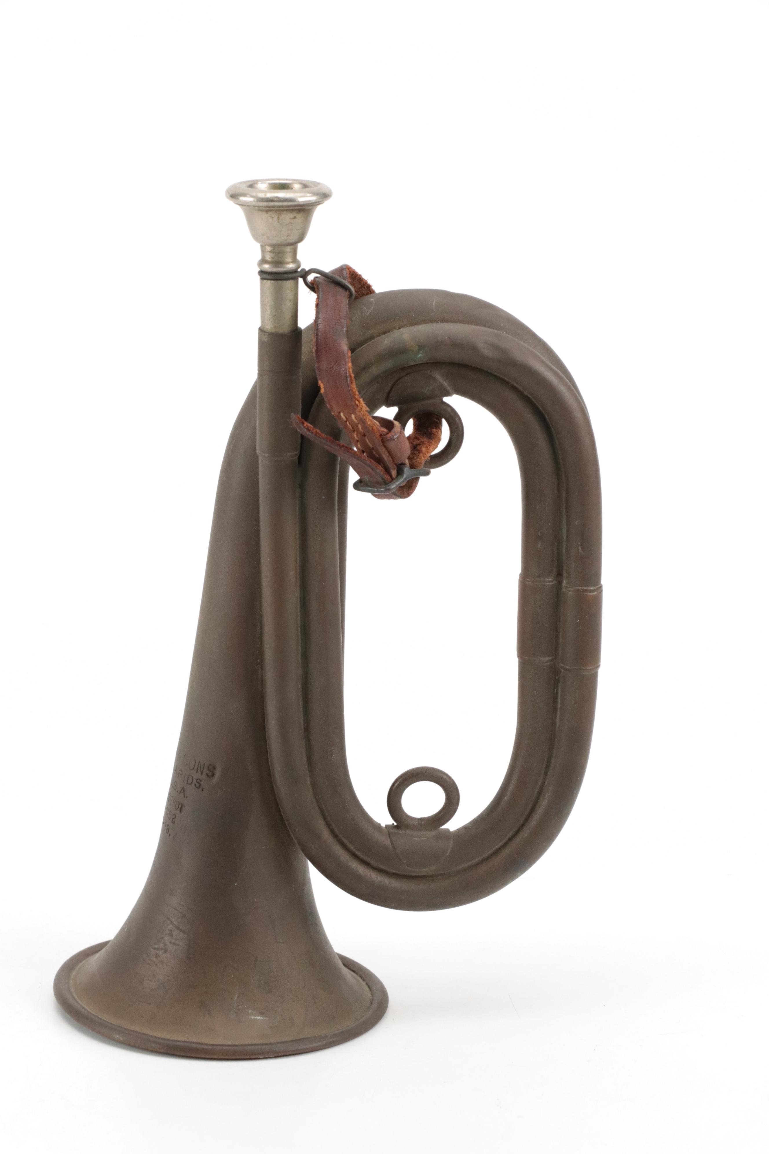 J.W. York & Sons WWI Cavalry Bugle with WWII Canvas Messenger Bag ...