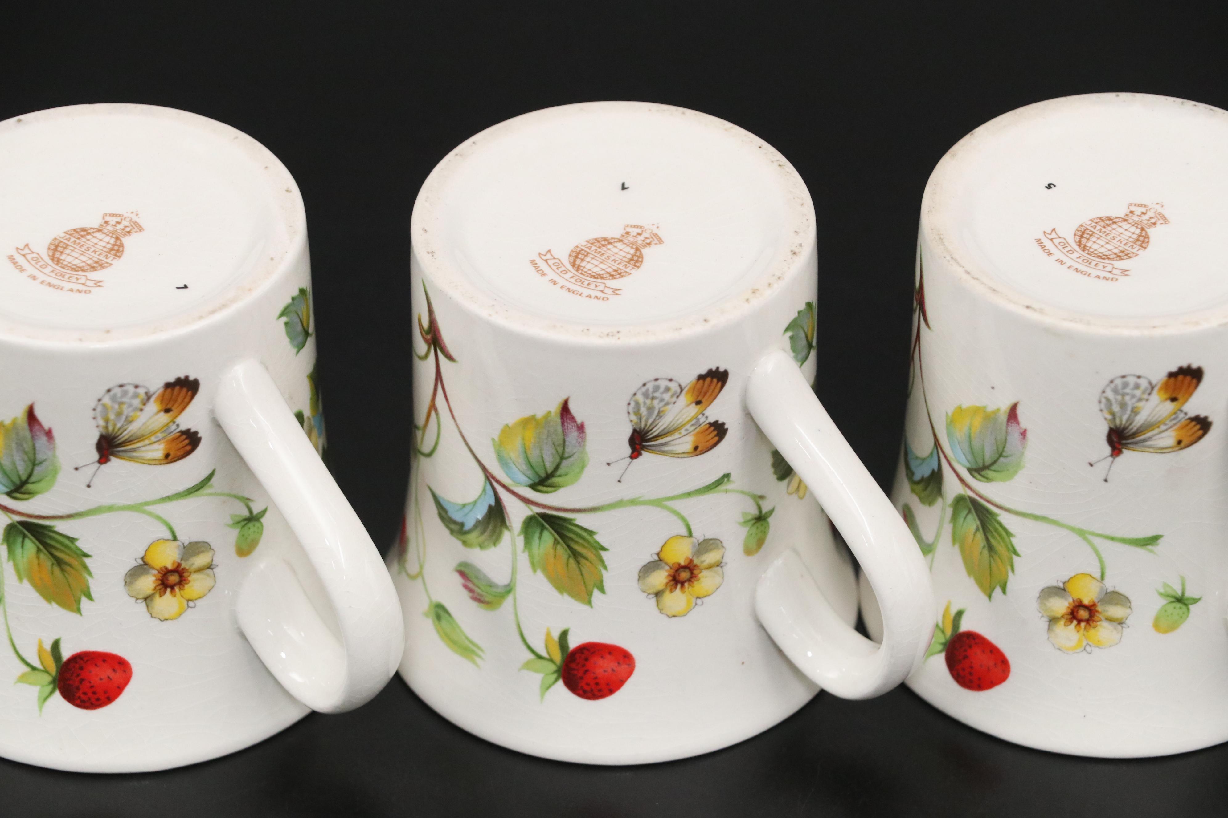 James Kent "Strawberry" Porcelain Cups, Coupe Cereal Bowls, and Dinner ...