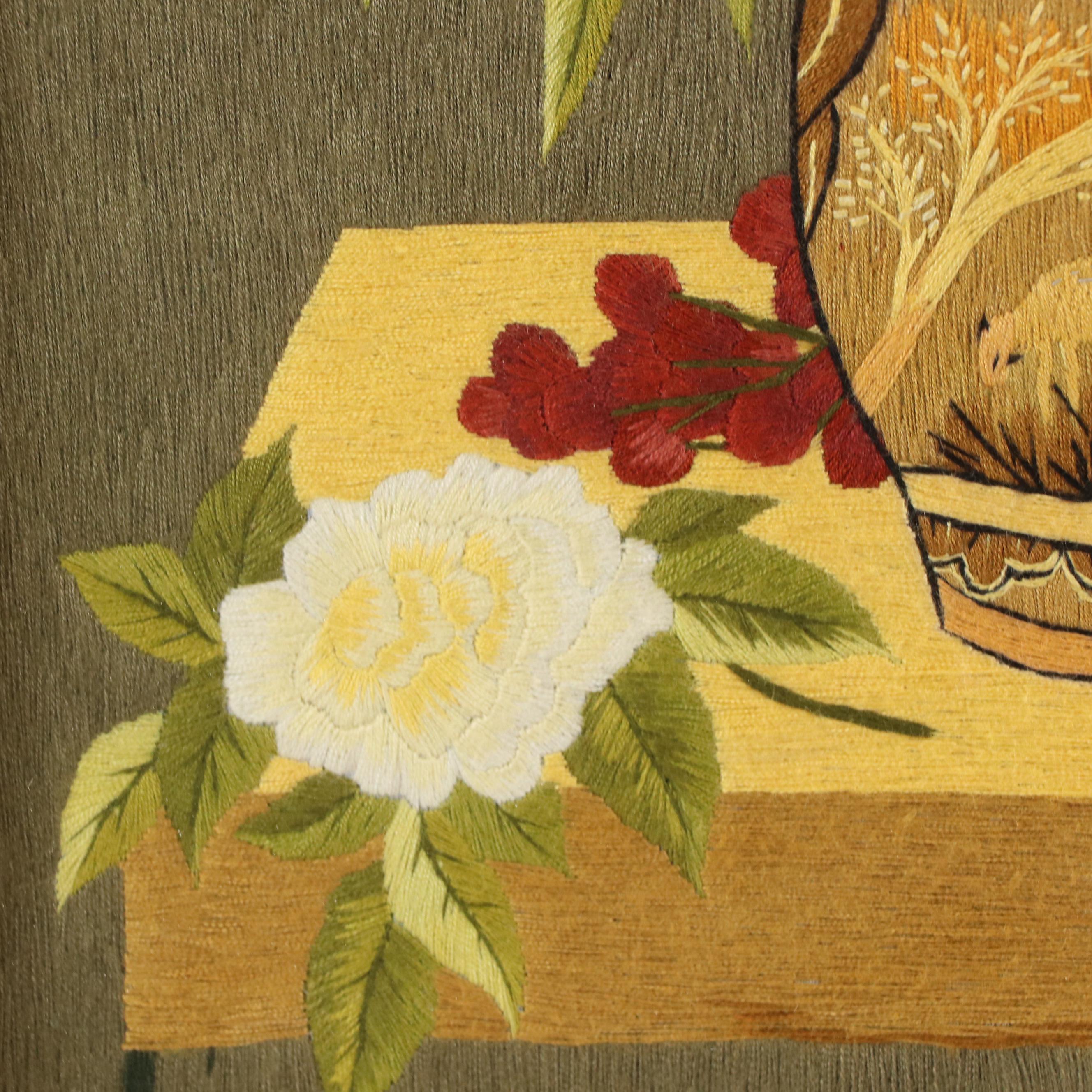 World Threads Handmade Embroidery Still Life of Flower Bouquet and ...