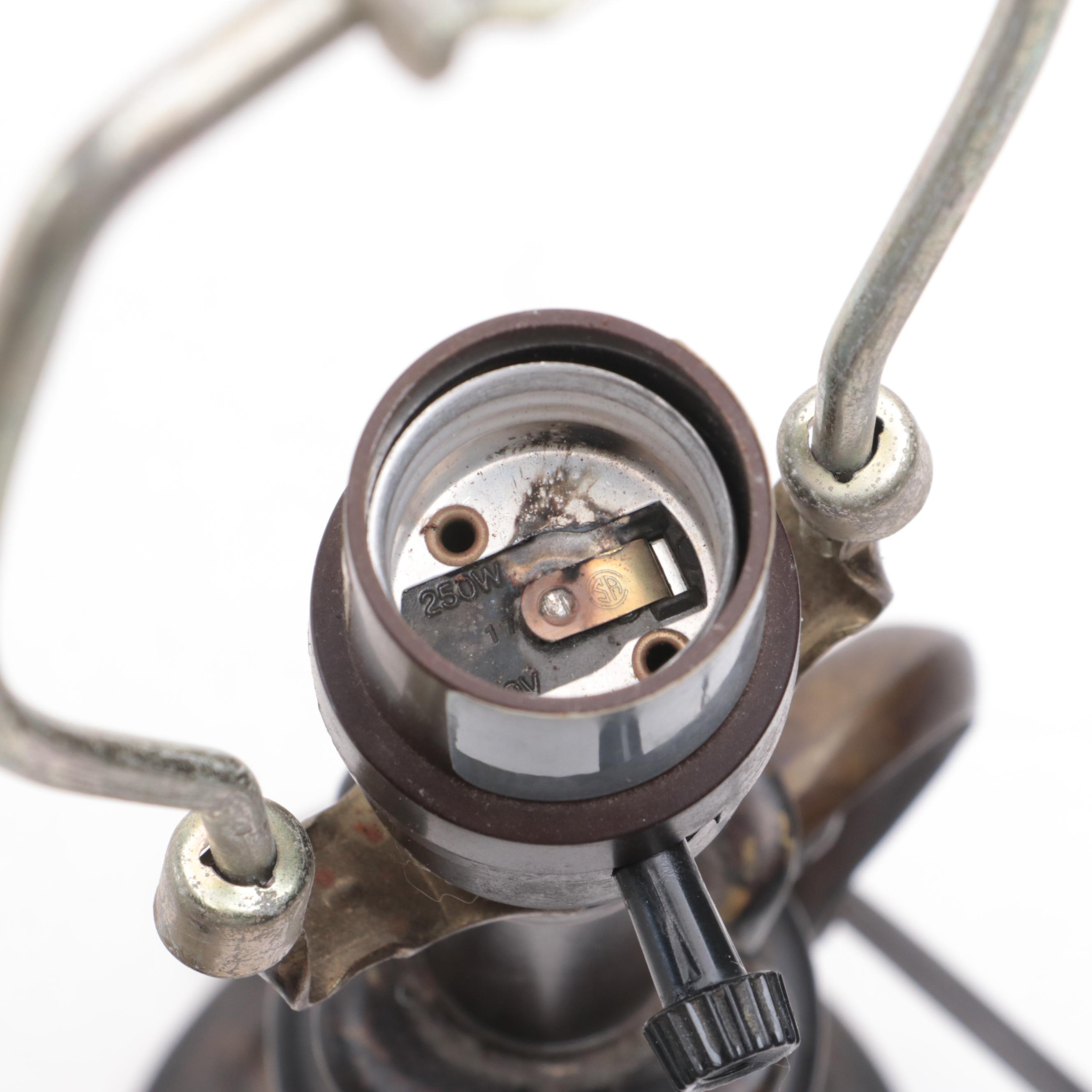 Slag Glass and Resin Urn Table Lamp, Contemporary | EBTH