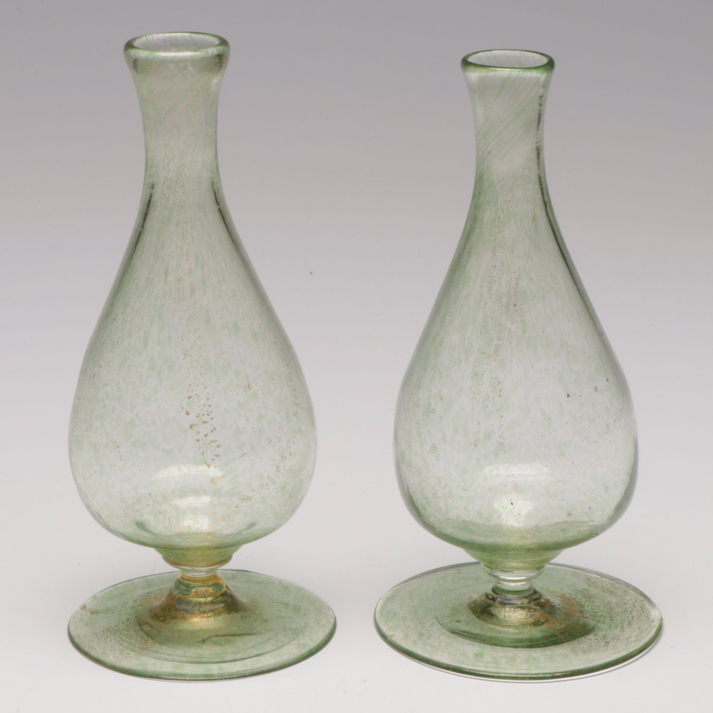 Murano Blown Glass Stoppered Bottles with Gold Leaf Inclusions ...