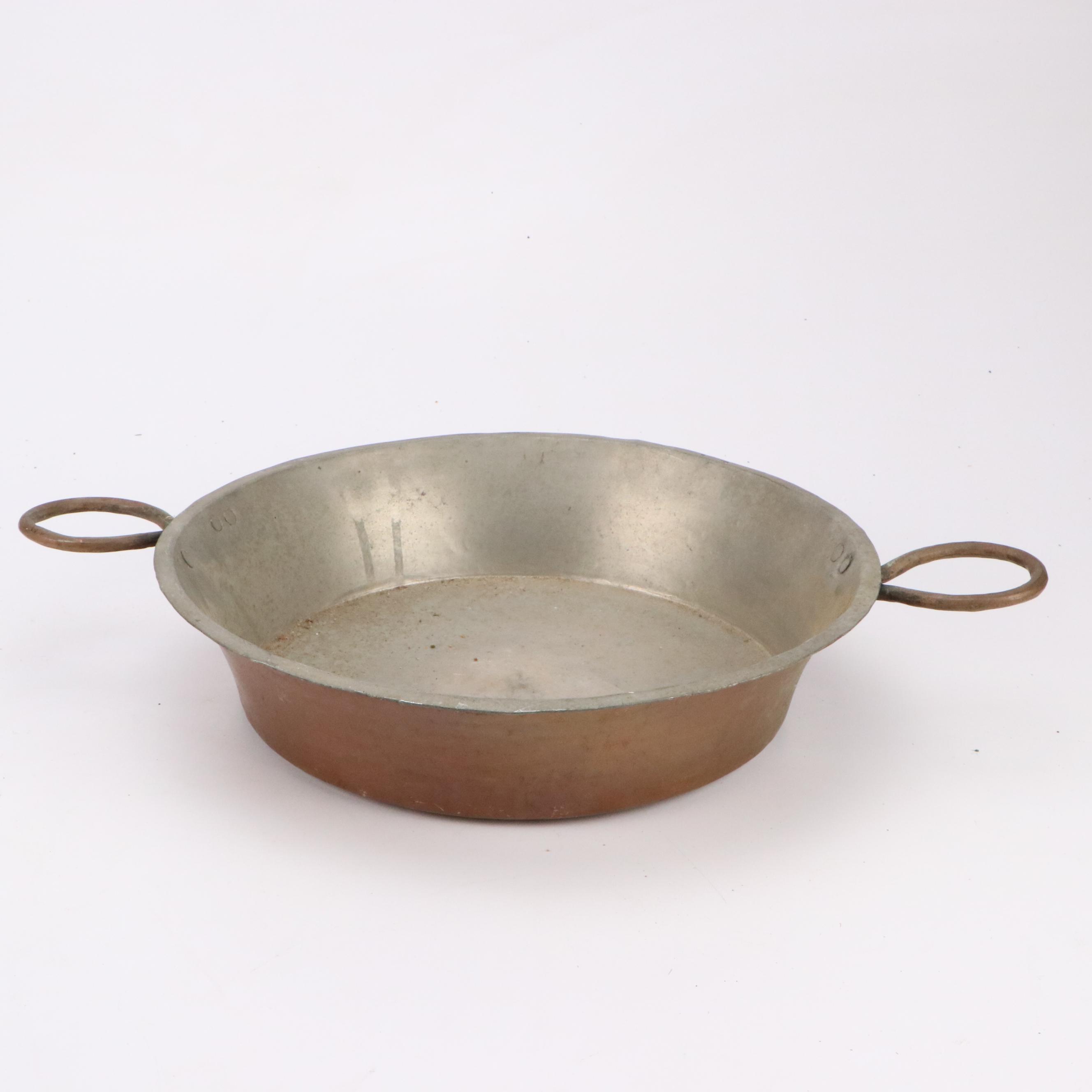 Copper Double Handle Pan with Crab Motif Metal Mold and More ...