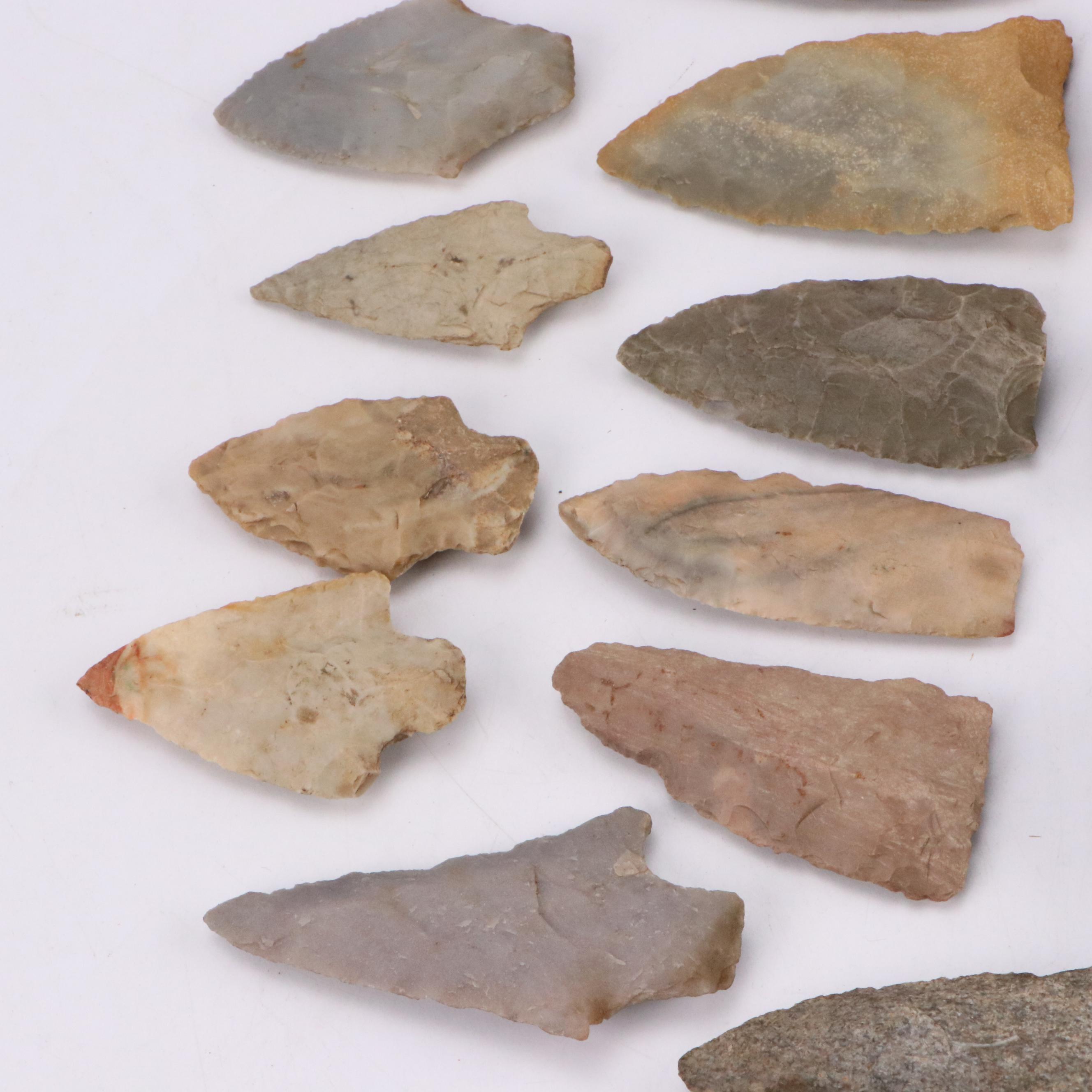 Group of Lithic Points and Tools with Plummet, Celts, a Dalton Point ...