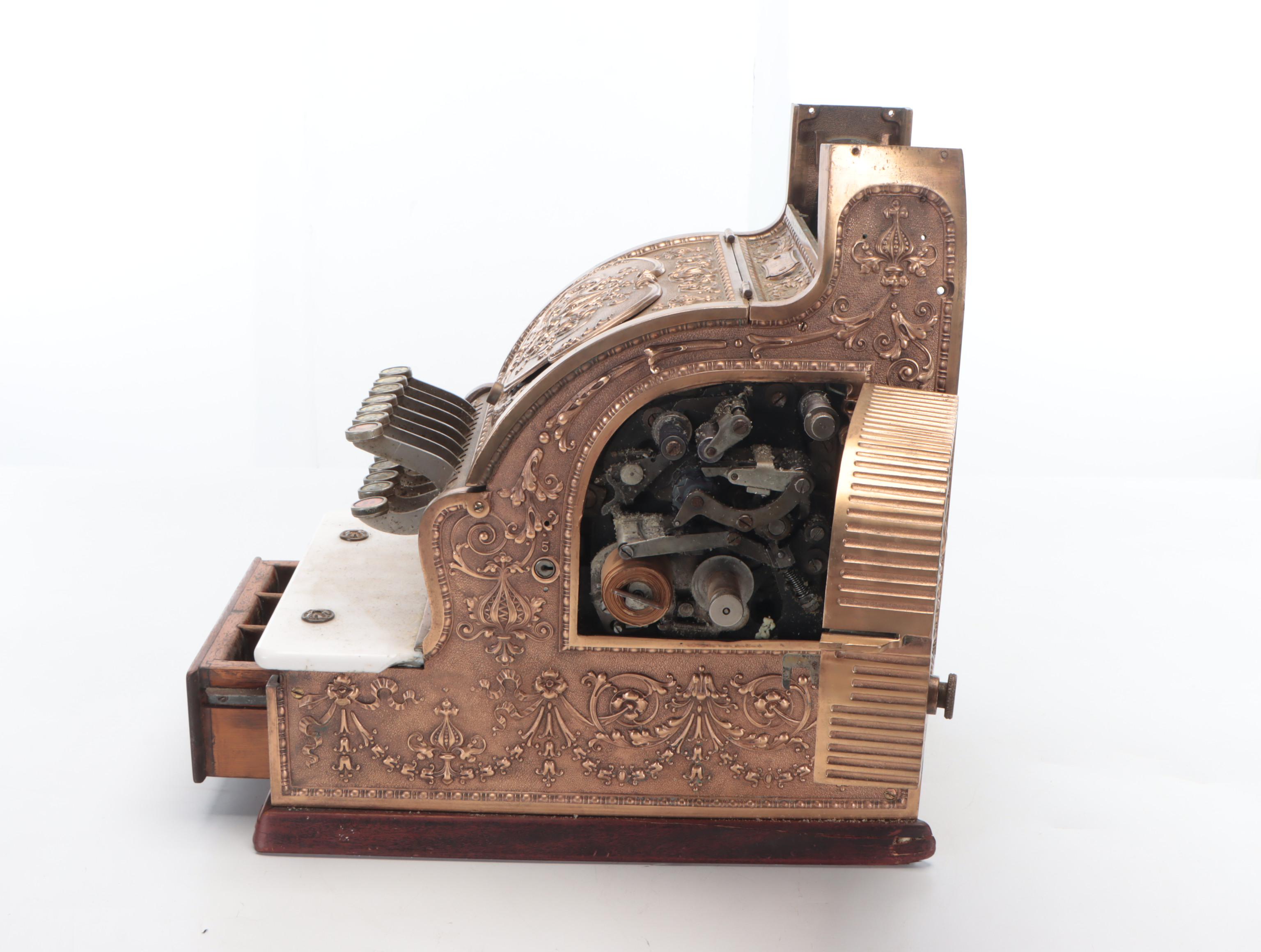 National Cash Register Model 317 Brass and Marble in Dolphin Pattern ...