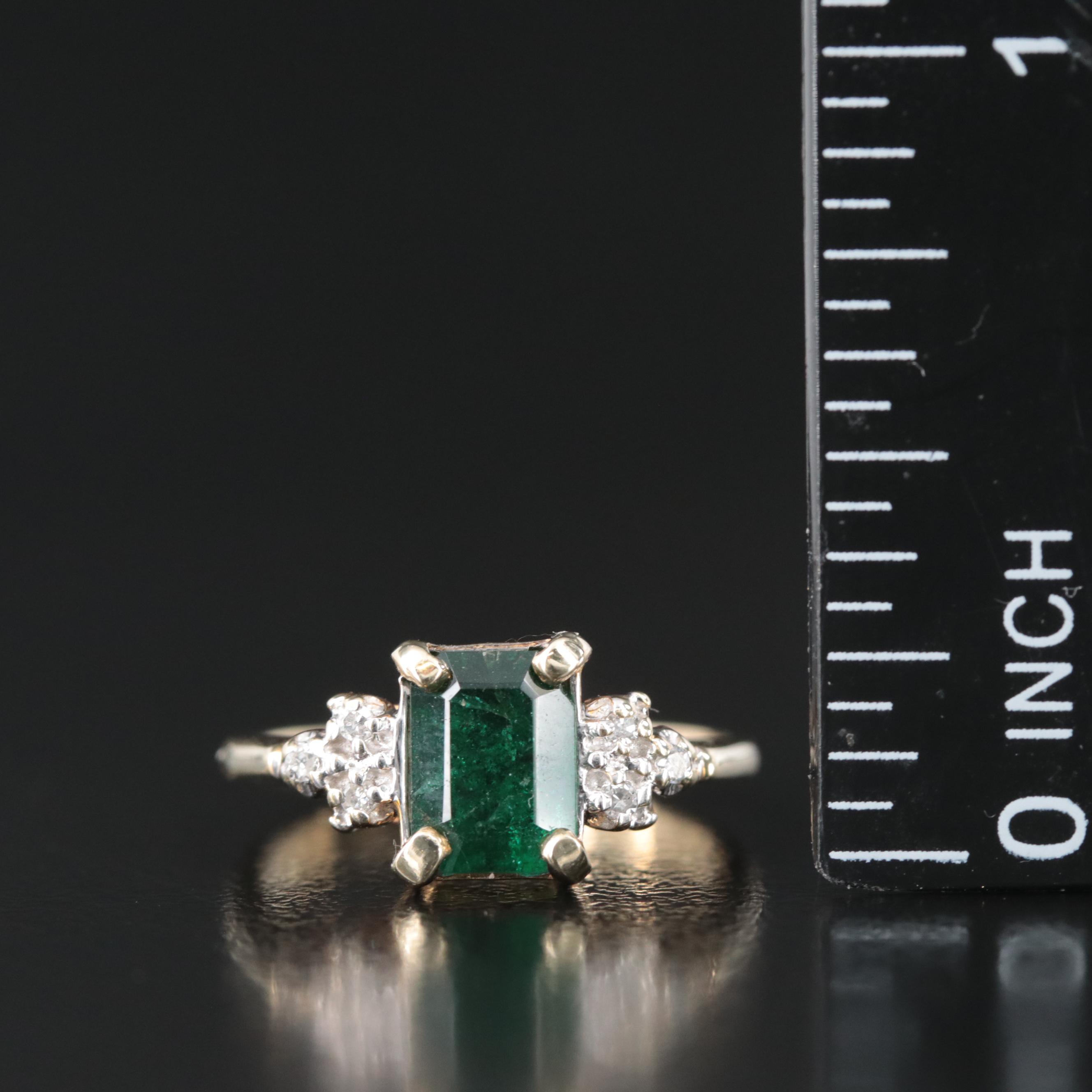 10K Emerald and Diamond Ring | EBTH