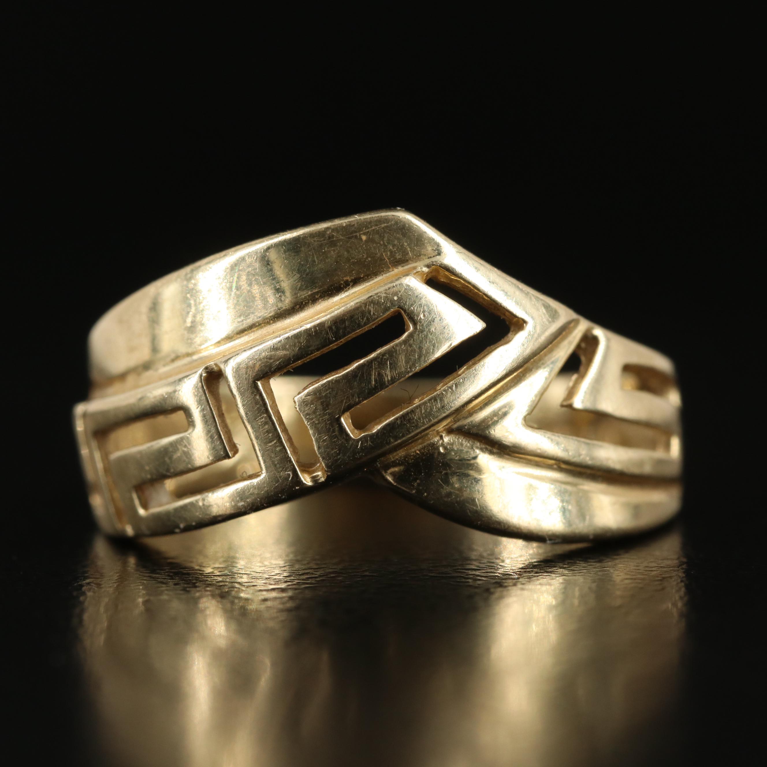 14K Greek Key Chevron Ring | Everything But The House