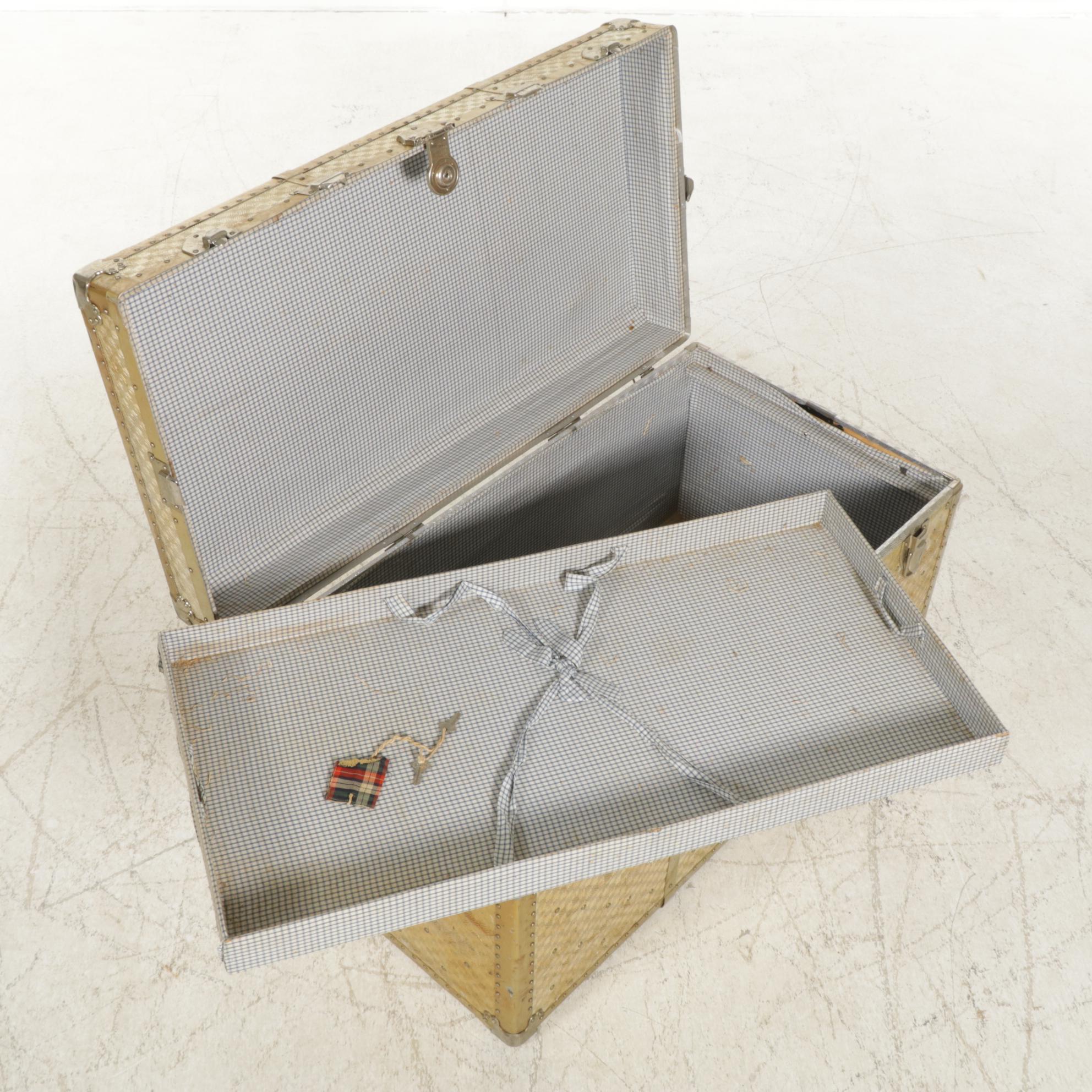 Stamped Metal-Clad Military Footlocker Chest, 1950s | Everything But ...