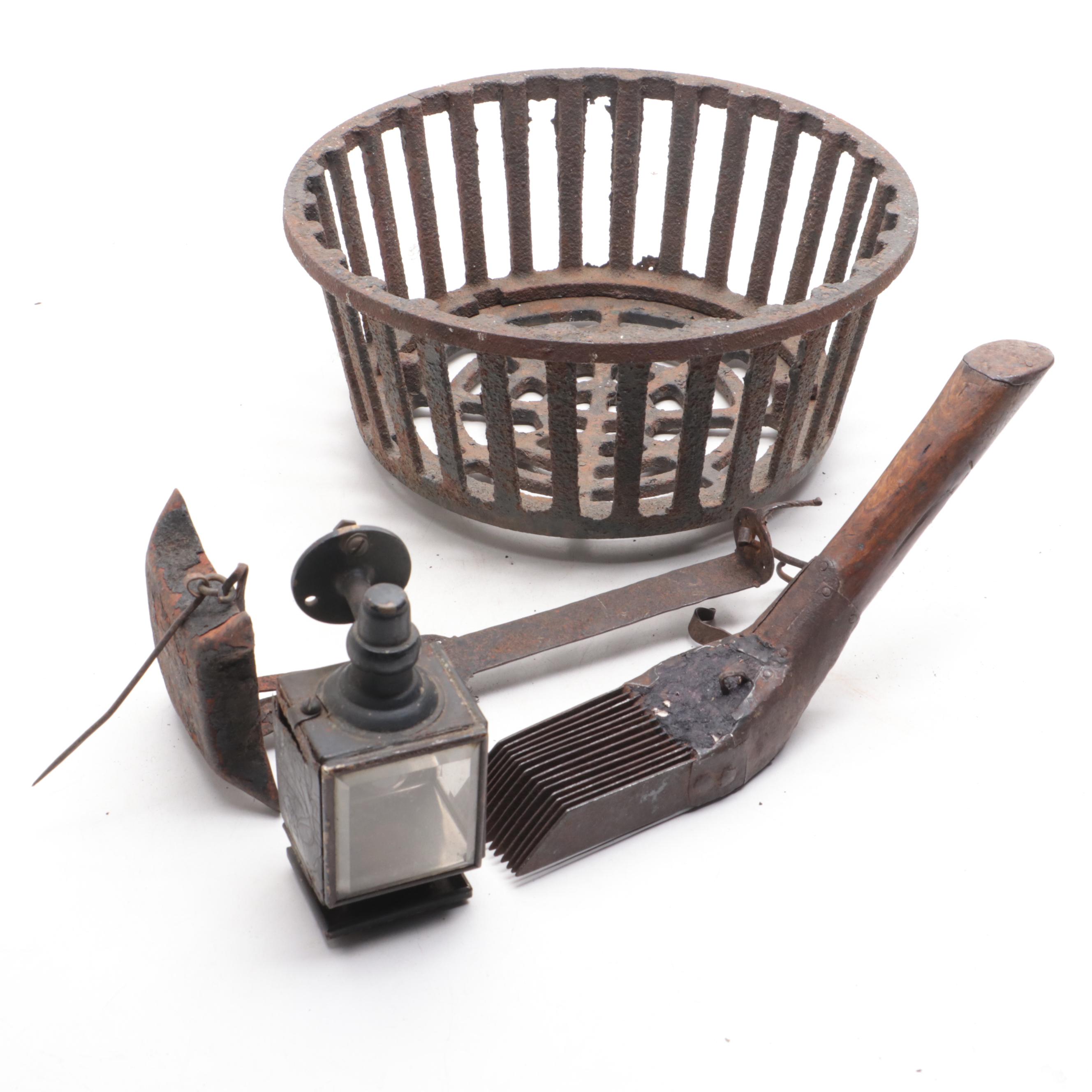 Cast Iron Roof Drain Basket, Loom Comb, Fat Lamp and Mini Carriage Lamp ...