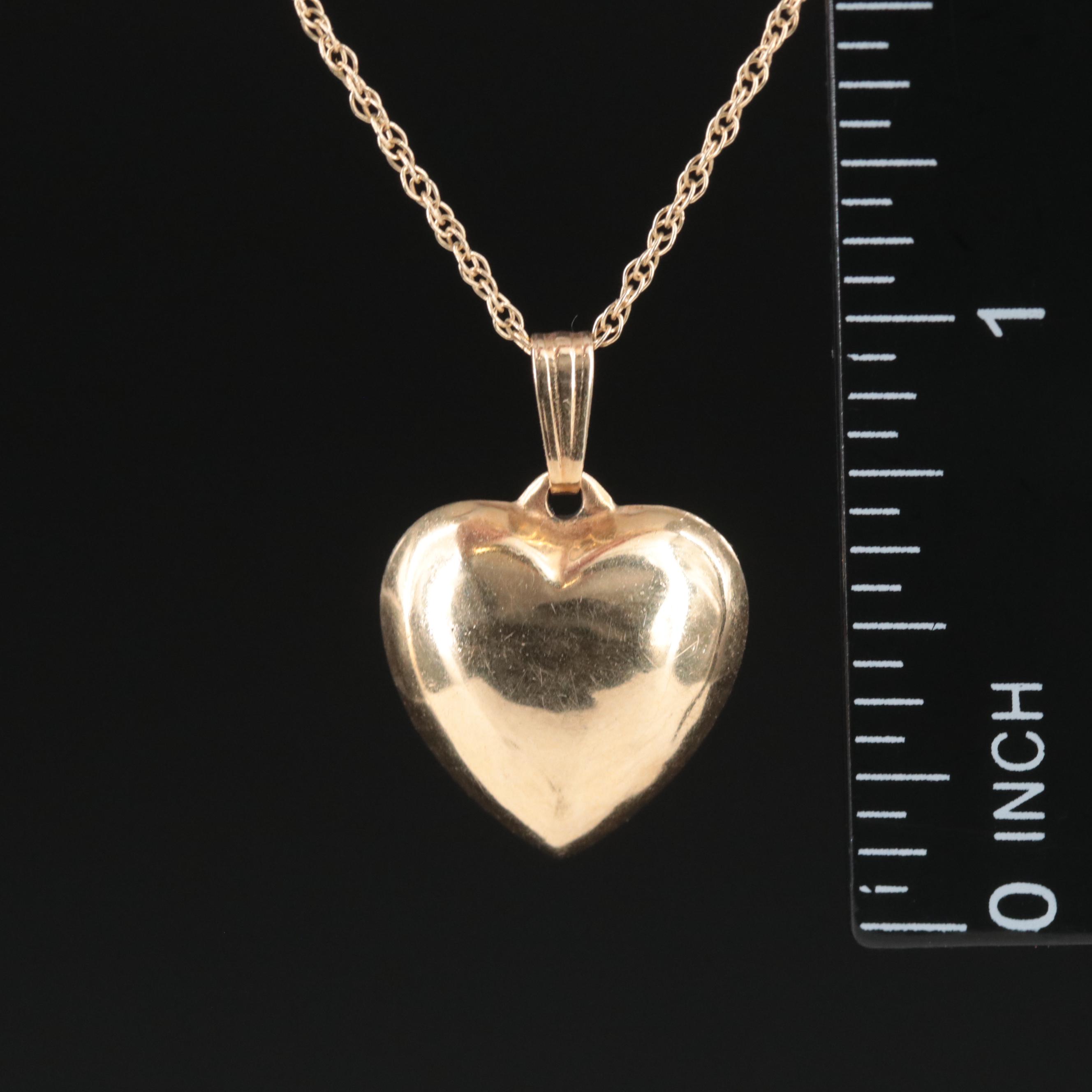 14K Puff Heart Necklace | EBTH