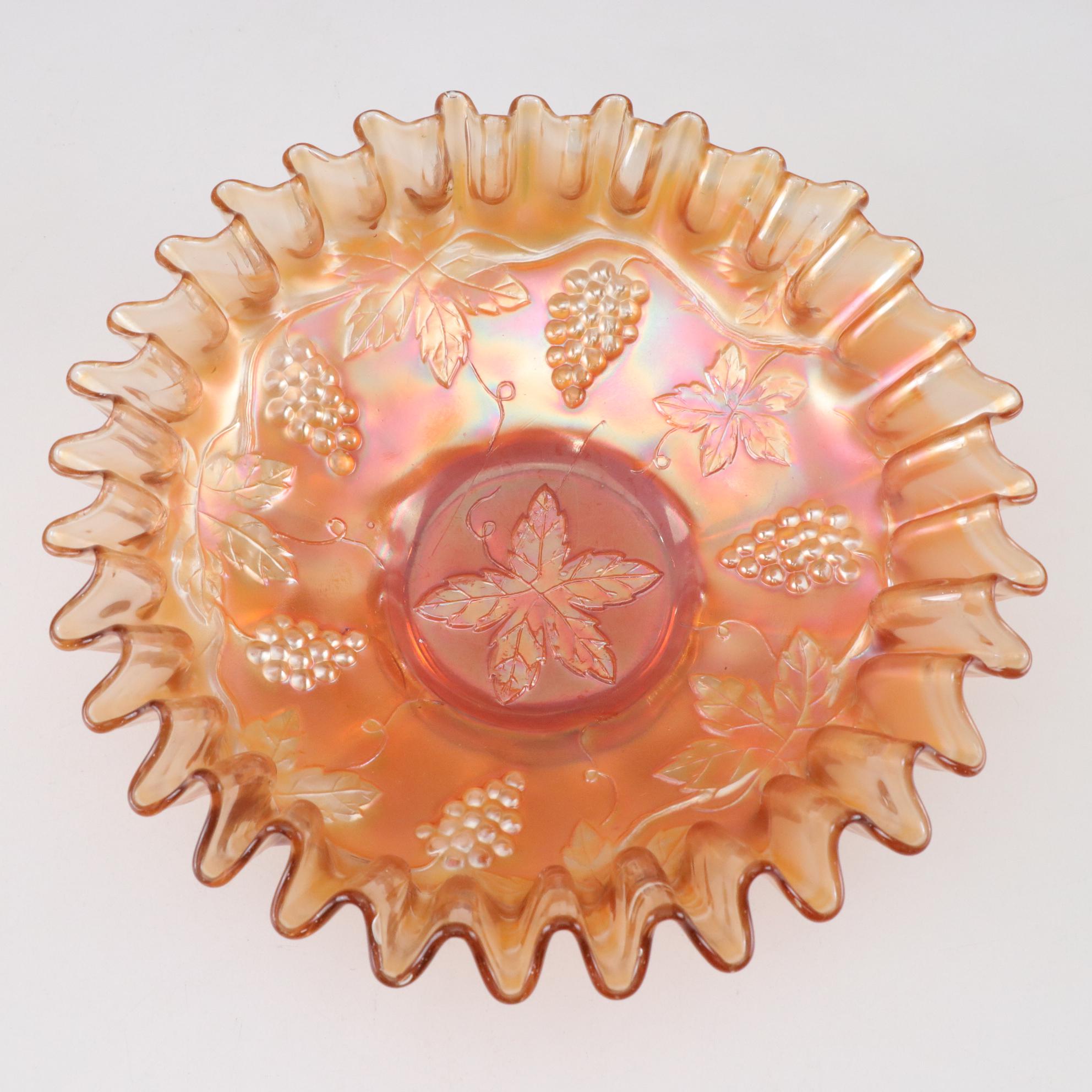 Dugan Glass "Acorn" and "Grapes" Carnival Glass Bowls | Everything But ...