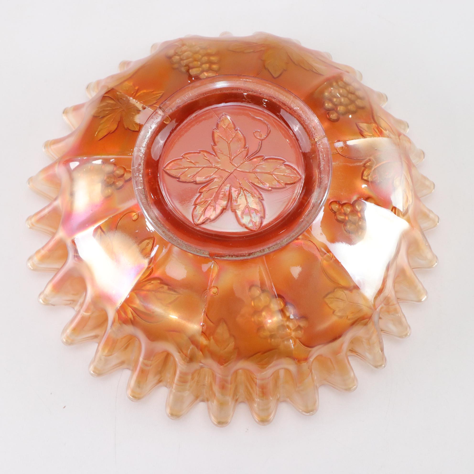 Dugan Glass "Acorn" and "Grapes" Carnival Glass Bowls | Everything But ...