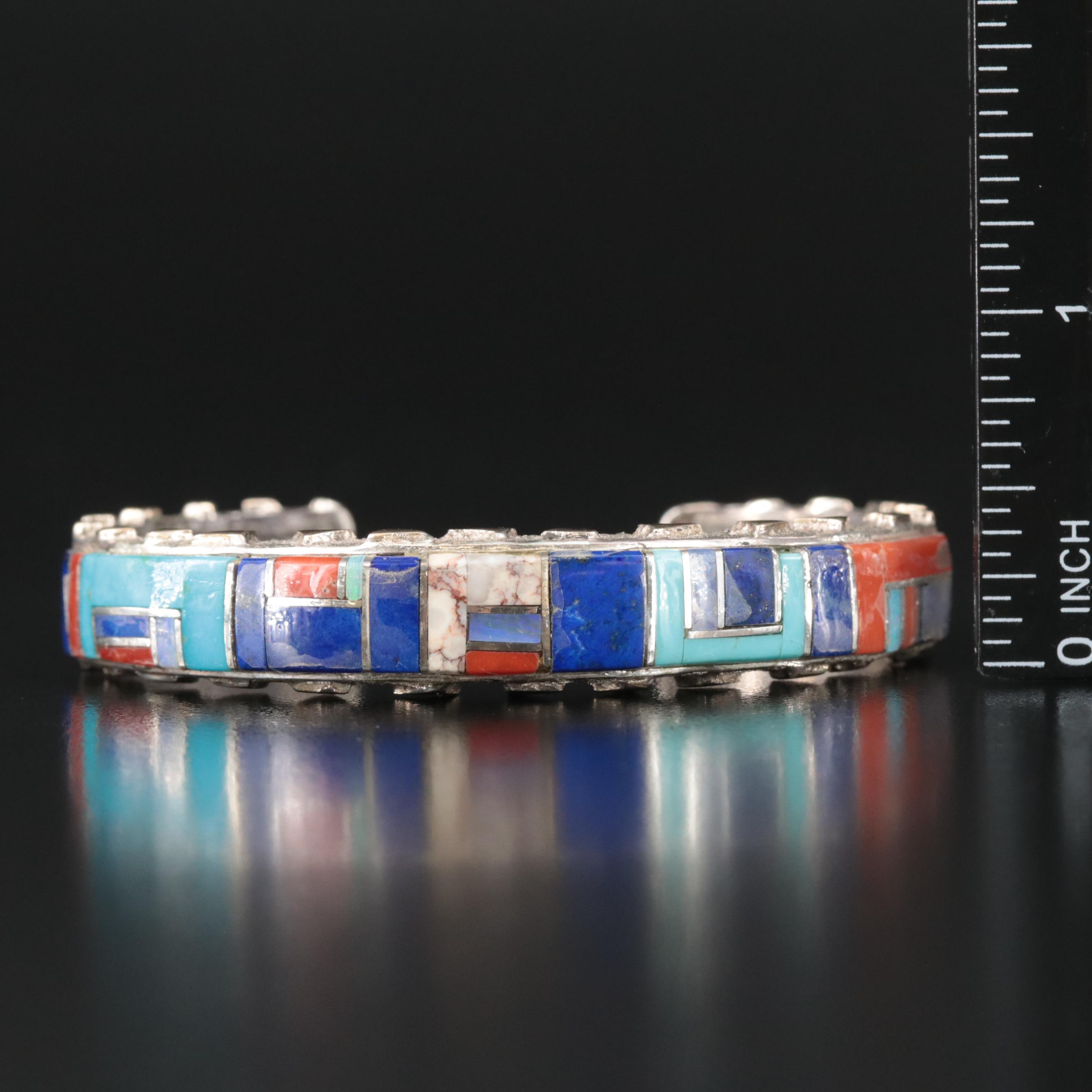 Alvin Tyler Begay Navajo Diné Sterling Gemstone Inlay Cuff with 14K ...
