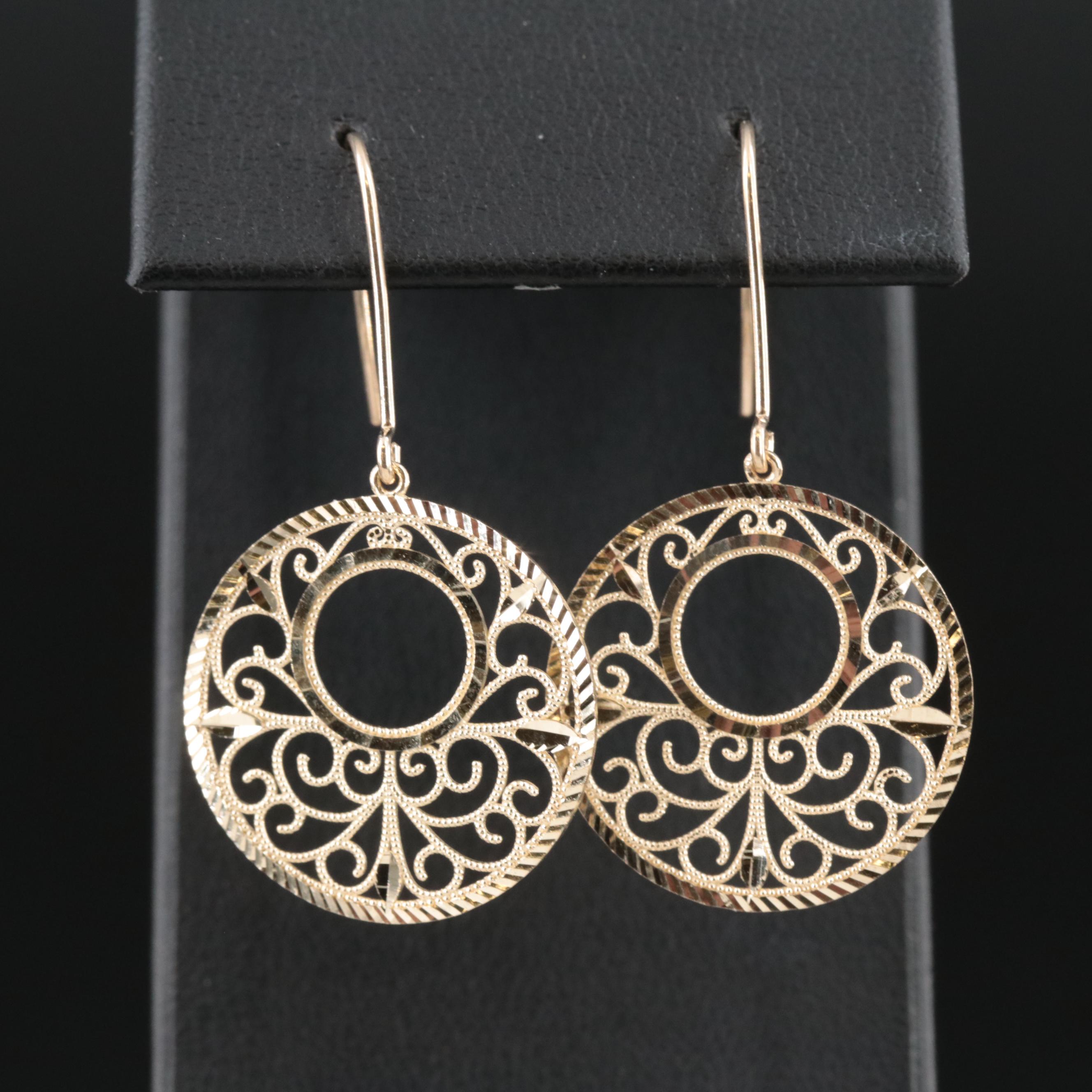 10K Scroll Drop Earrings | EBTH