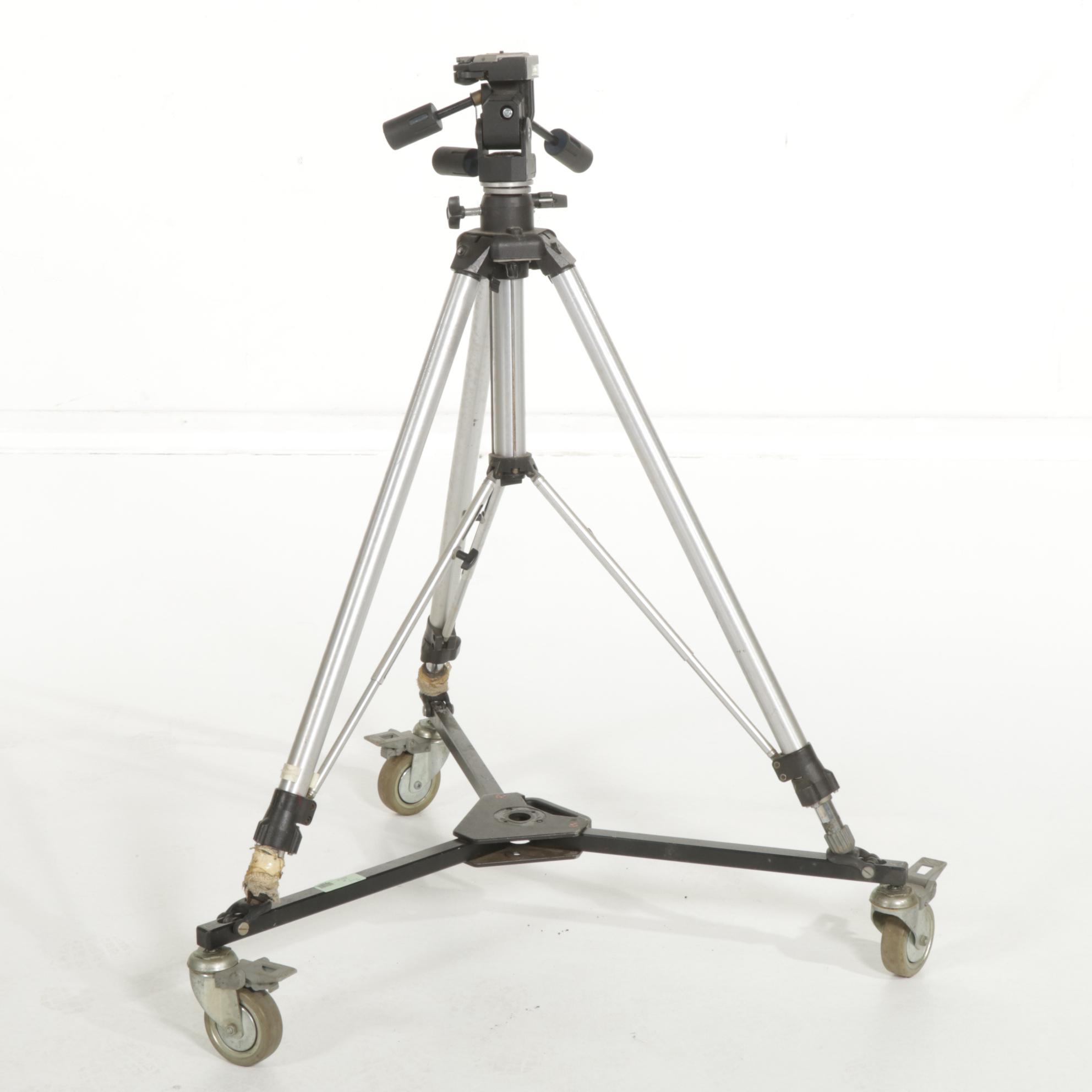 Bogen Professional Tripod #3050 on Rolling Dolly | EBTH