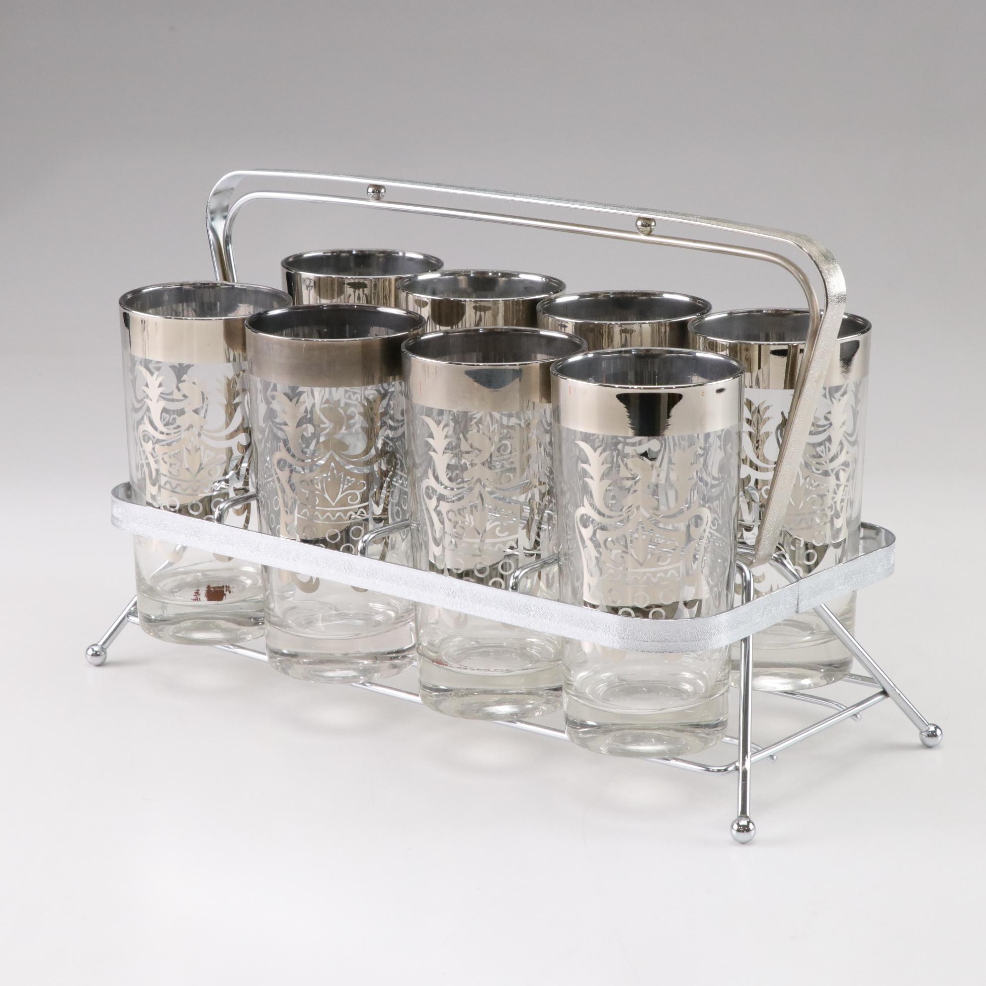 Mid Century Modern Guardian Glass "Kimko" Highball Set with Carrying ...