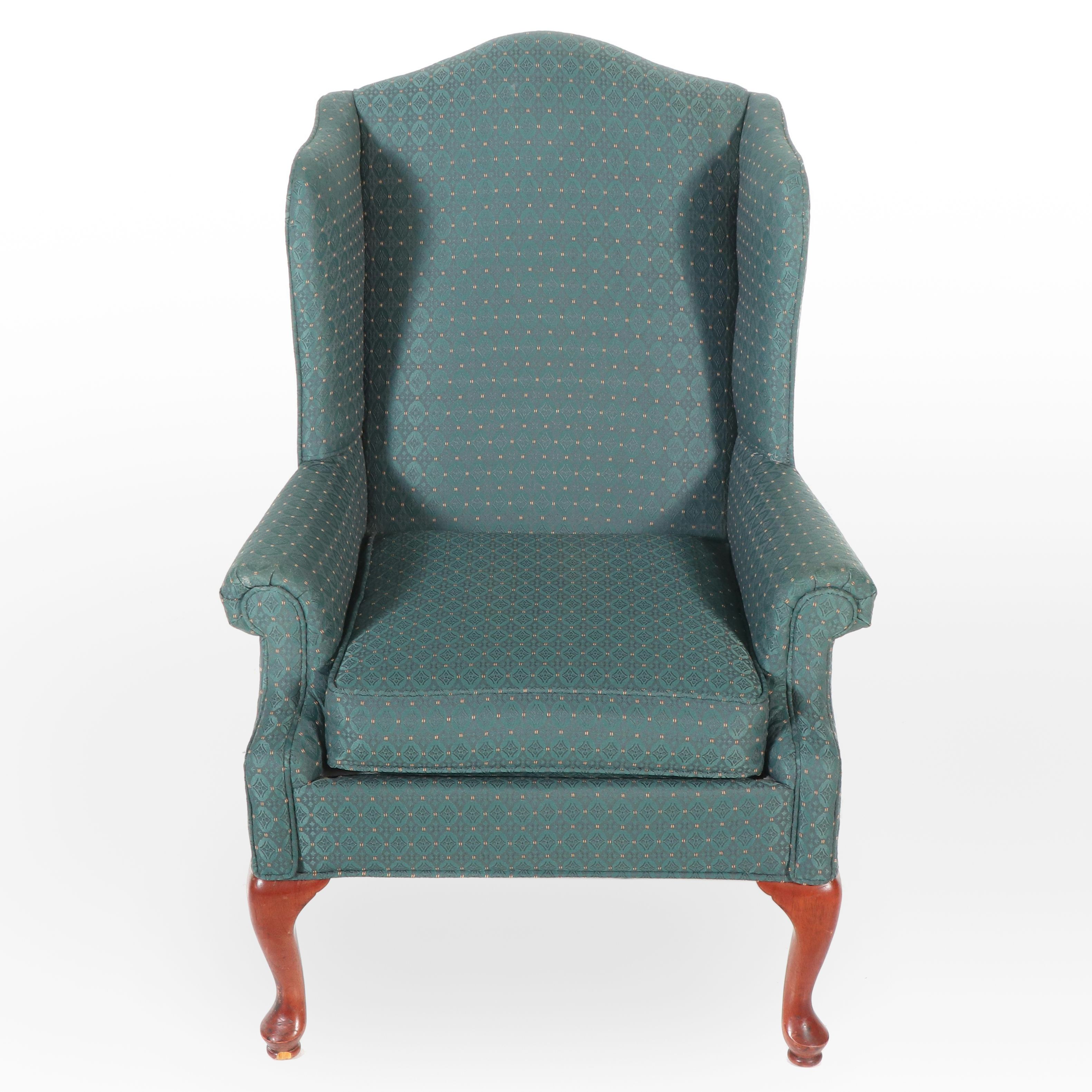 Rowe Furniture Queen Anne Style Upholstered Wingback Armchair | EBTH