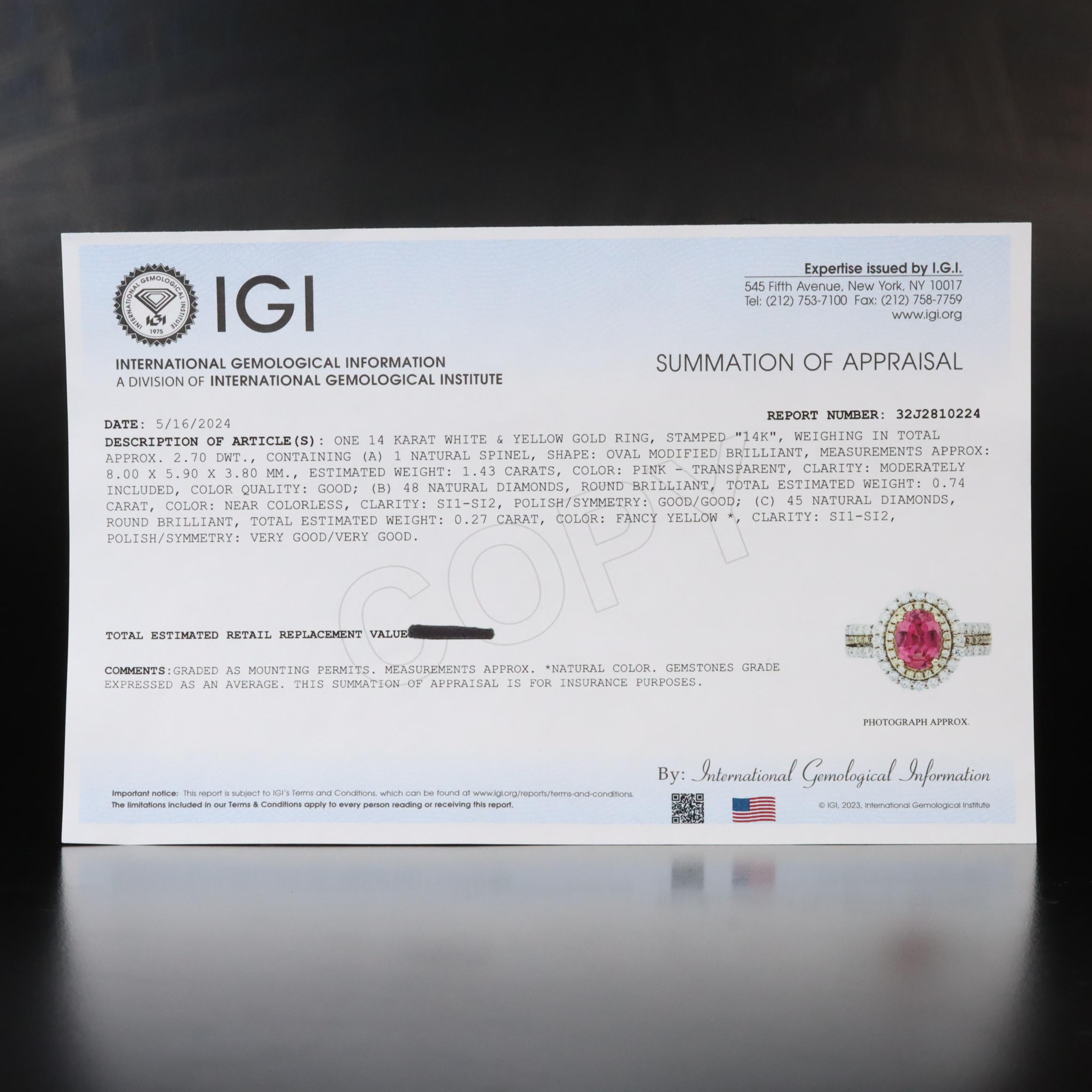 14K Spinel and Diamond Double HaloTwo-Tone Ring with an IGI Report ...