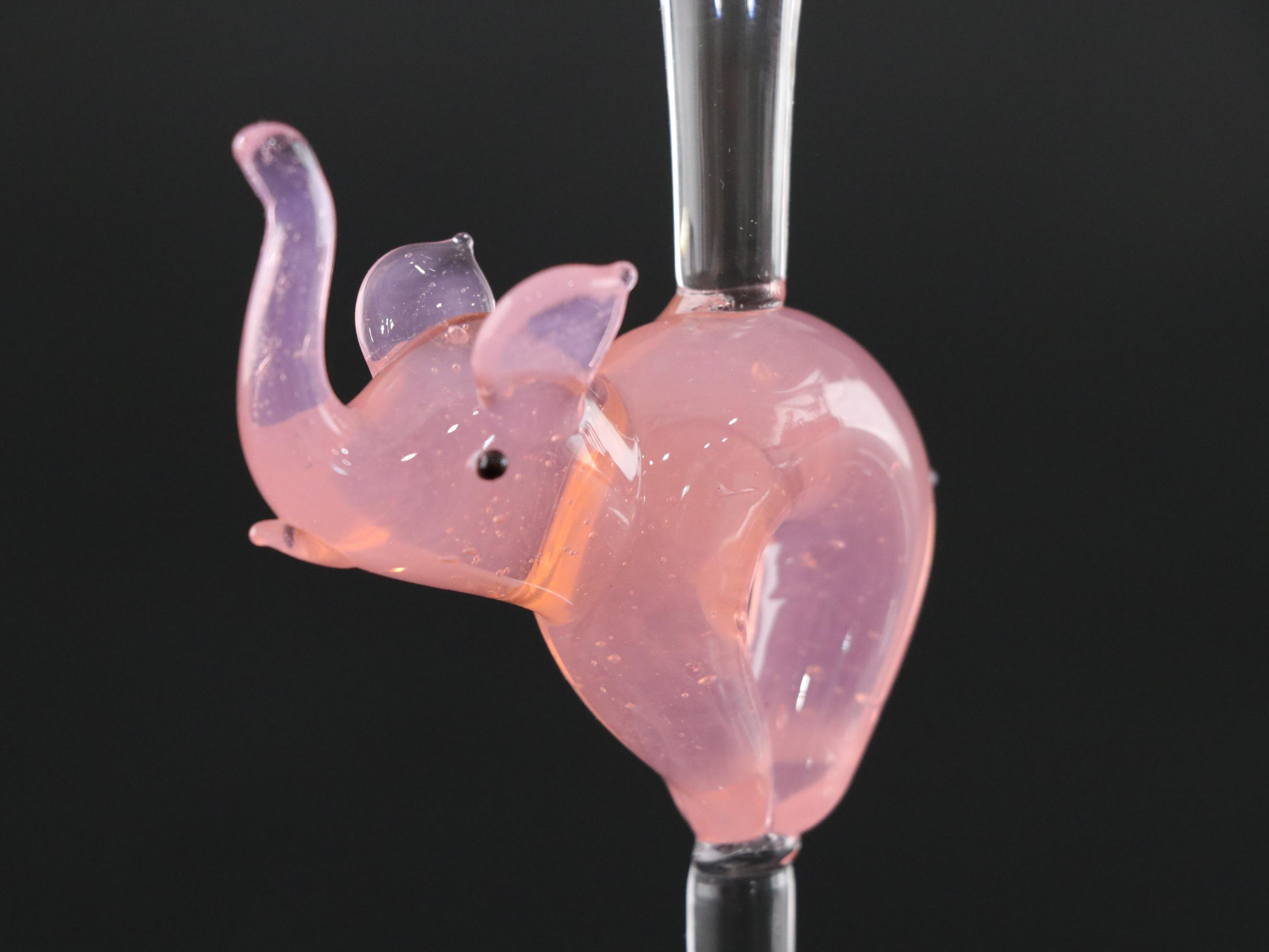 Murano Hand-Blown Pink Elephant Cosmo/Martini Glasses, Set of Five ...