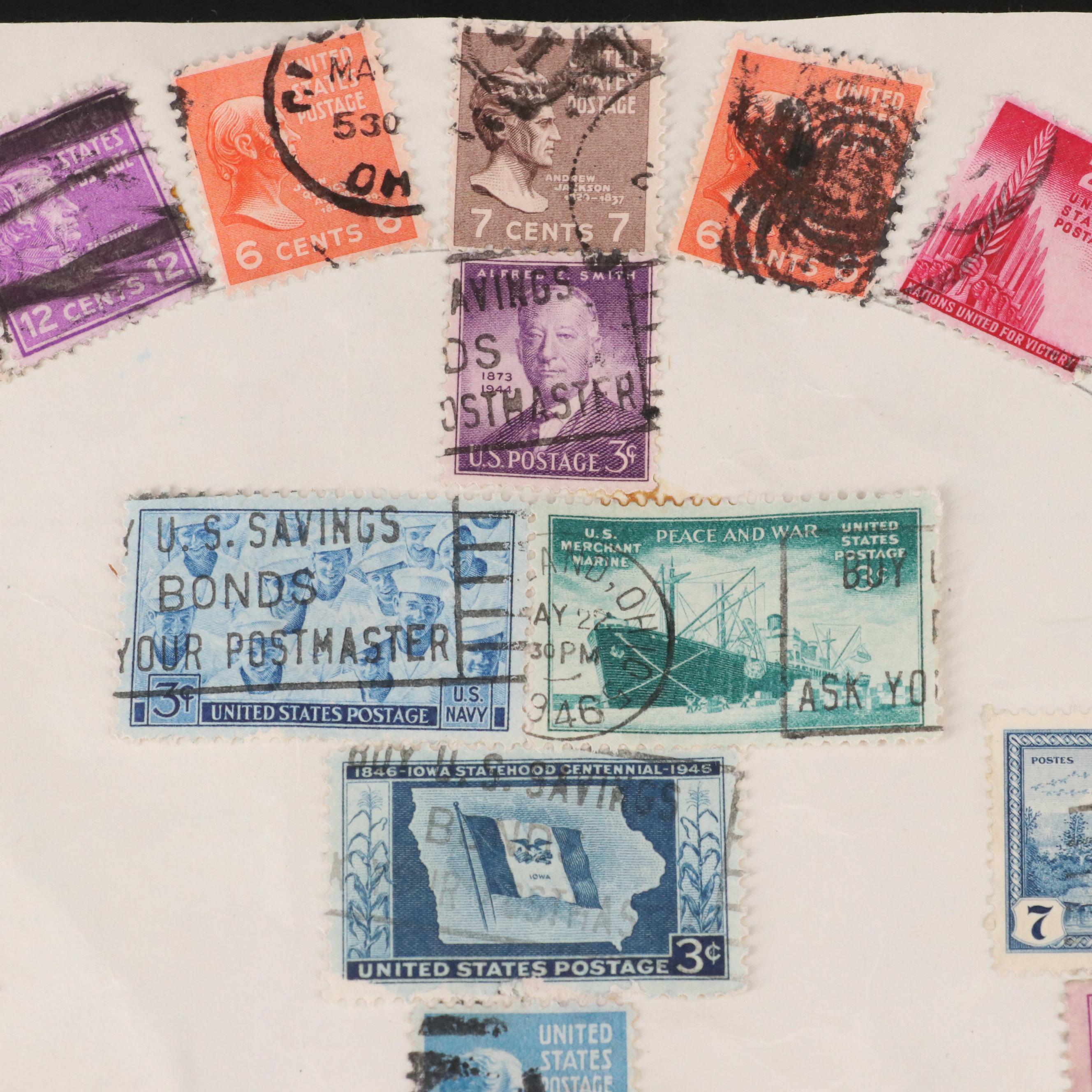 Group of Postal Covers, Cut Corner Stamps, and Mint and Used U.S ...