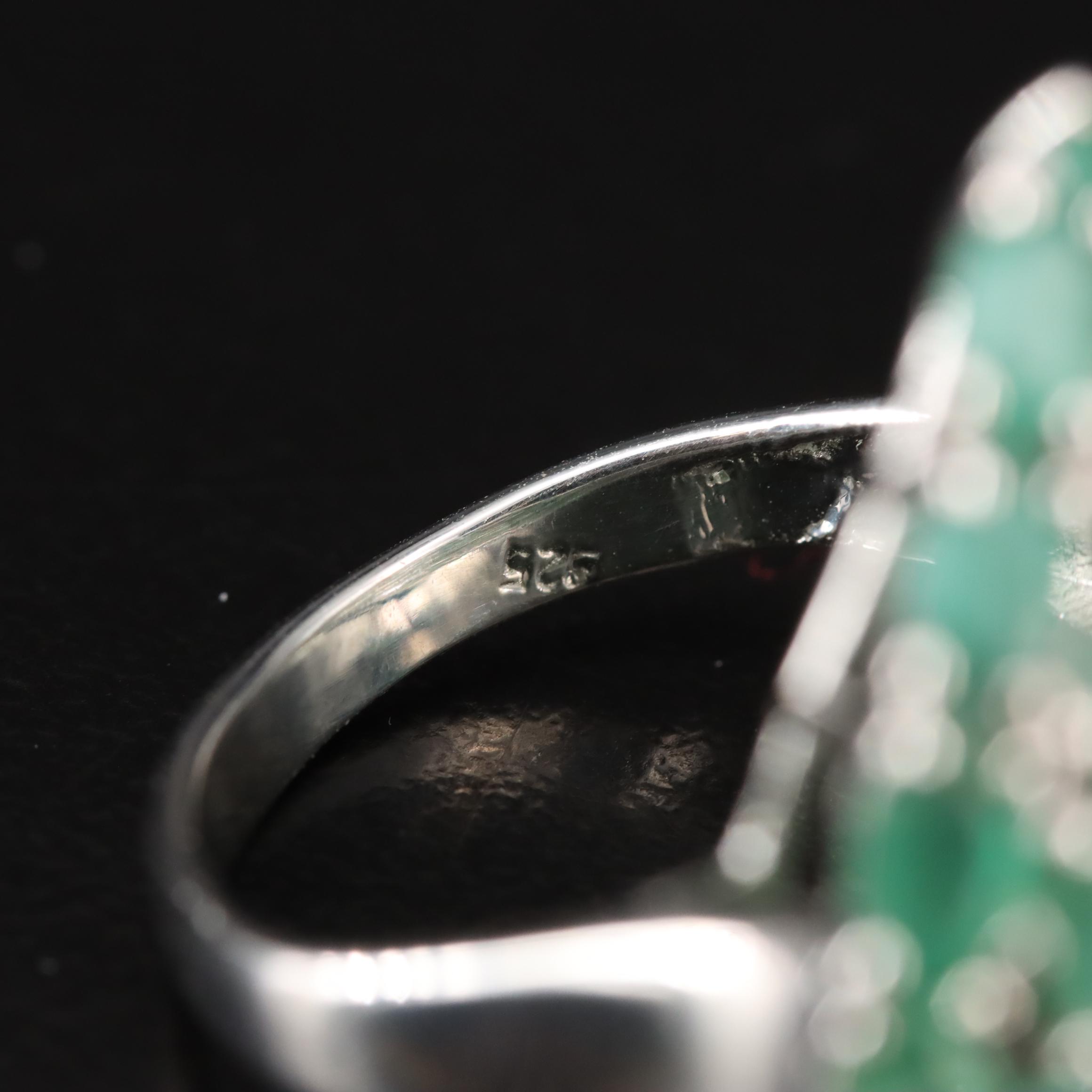 Sterling Emerald Cluster Ring | EBTH
