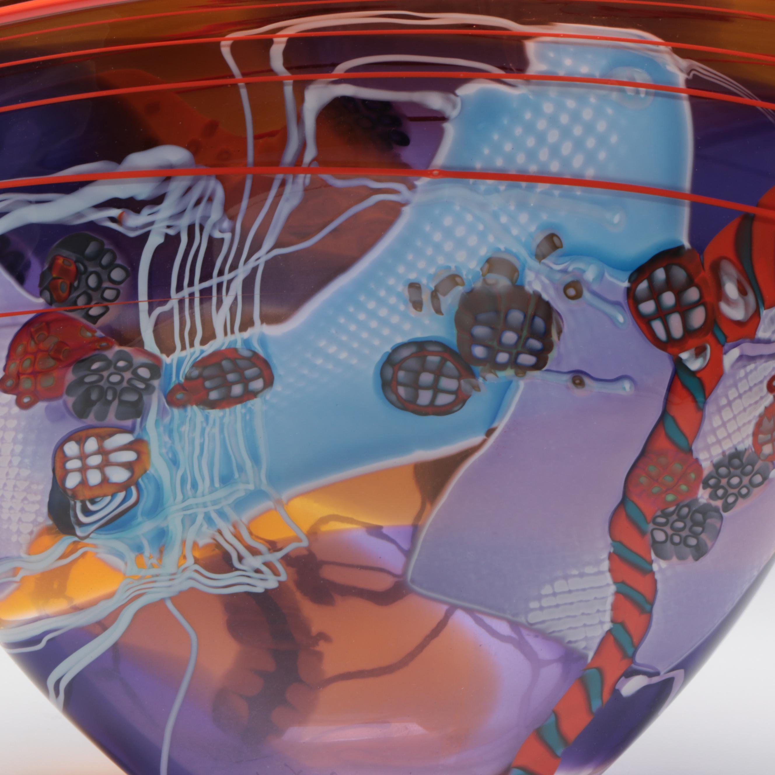 Wes Hunting “Colorfield” Handblown and Cane Worked Freeform Studio ...