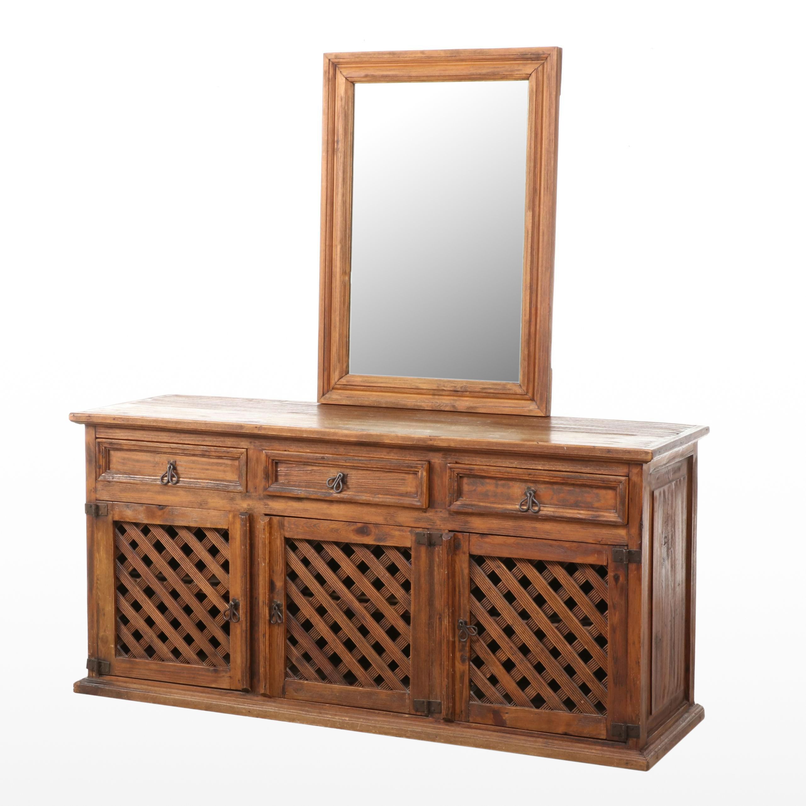 Spanish Colonial Style Pine Dresser with Mirror | Everything But The House