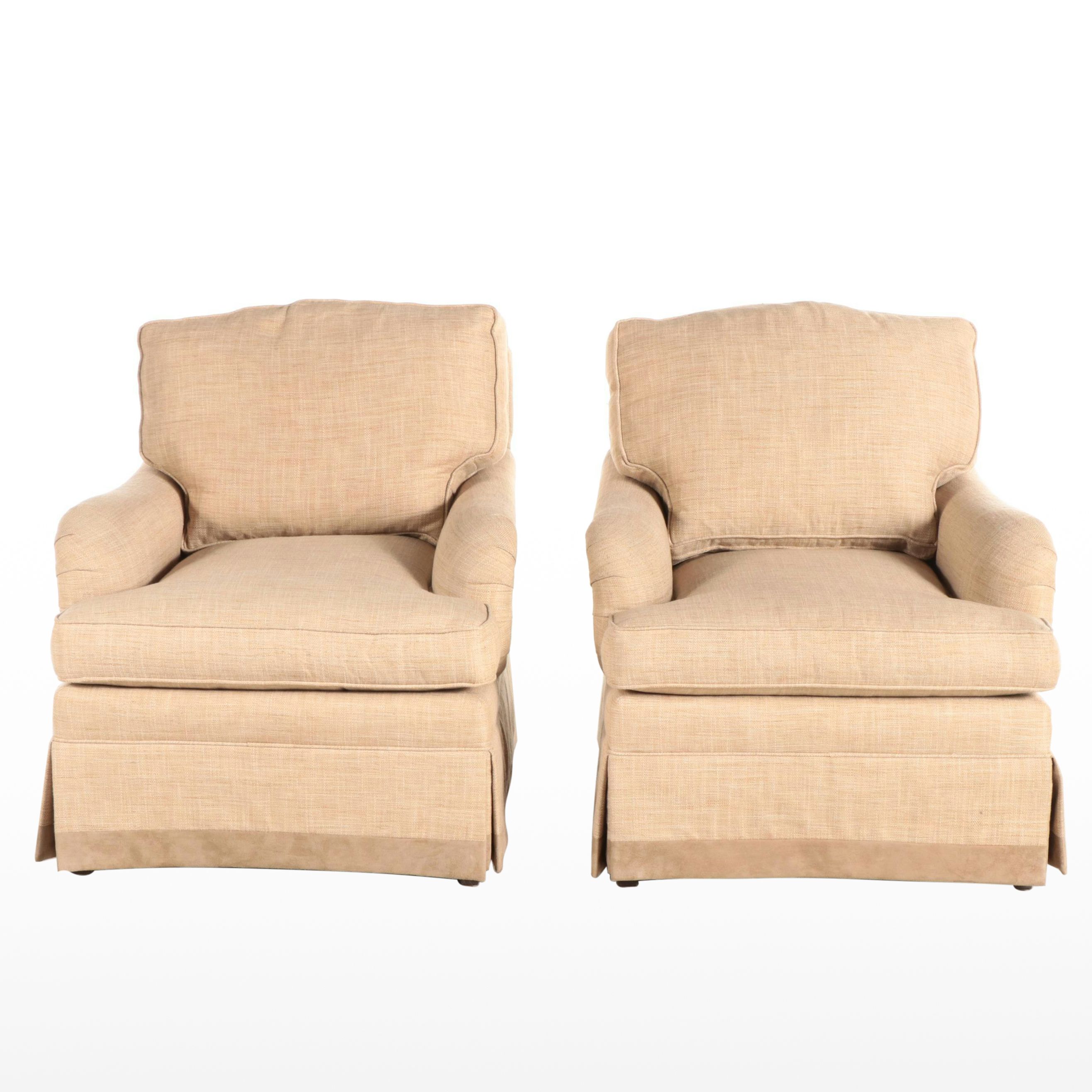 Pair of Sherrill Custom-Upholstered English Roll-Arm Easy Chairs ...