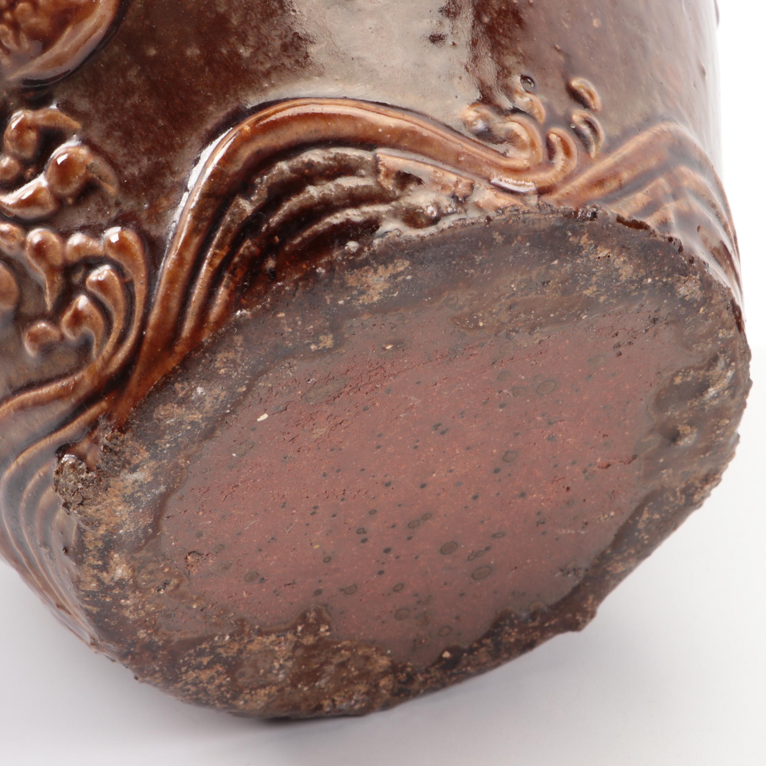 Chinese Three-Toed Dragon Egg Pot with Carved Stand | Everything But ...