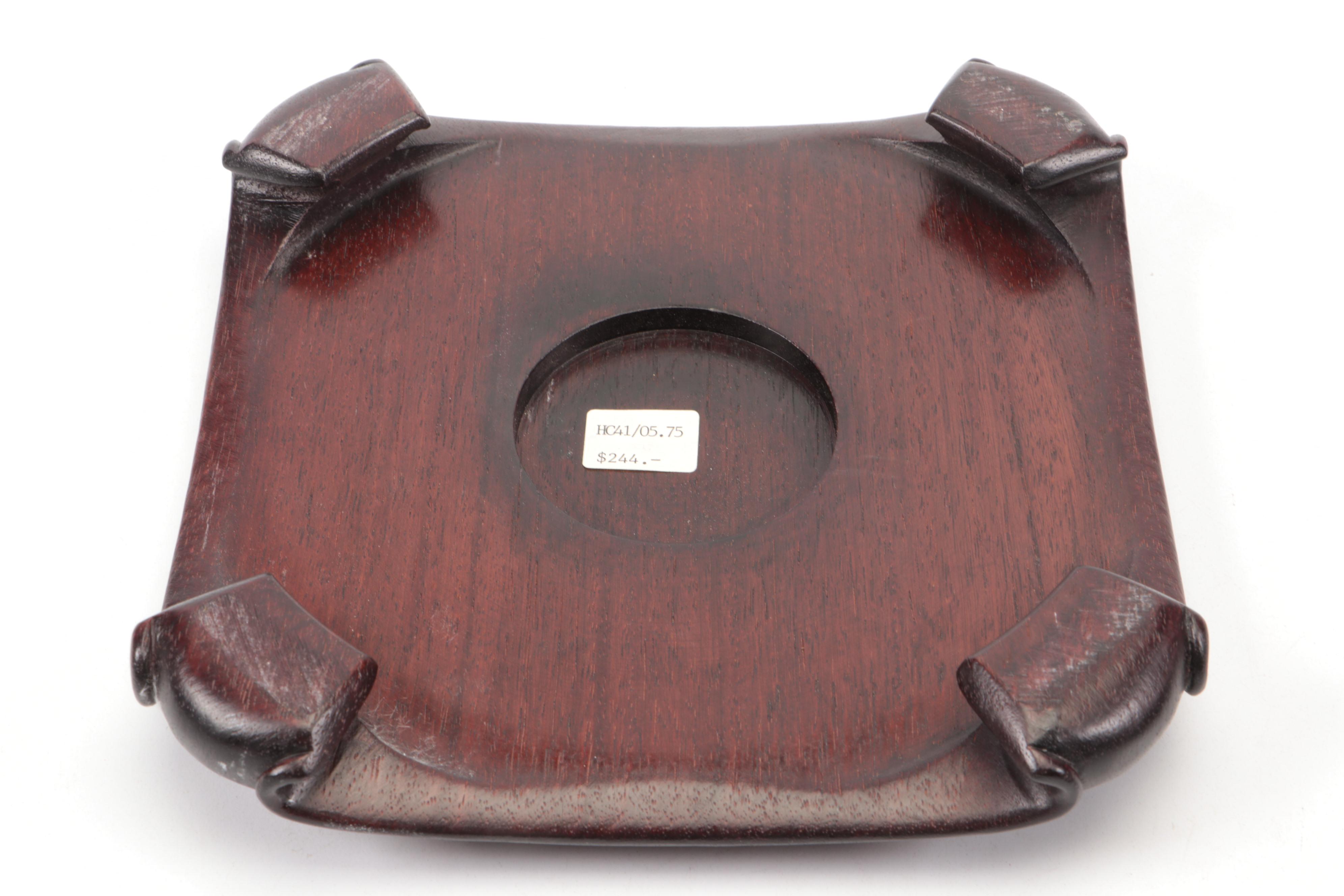 Chinese Three-Toed Dragon Egg Pot with Carved Stand | Everything But ...