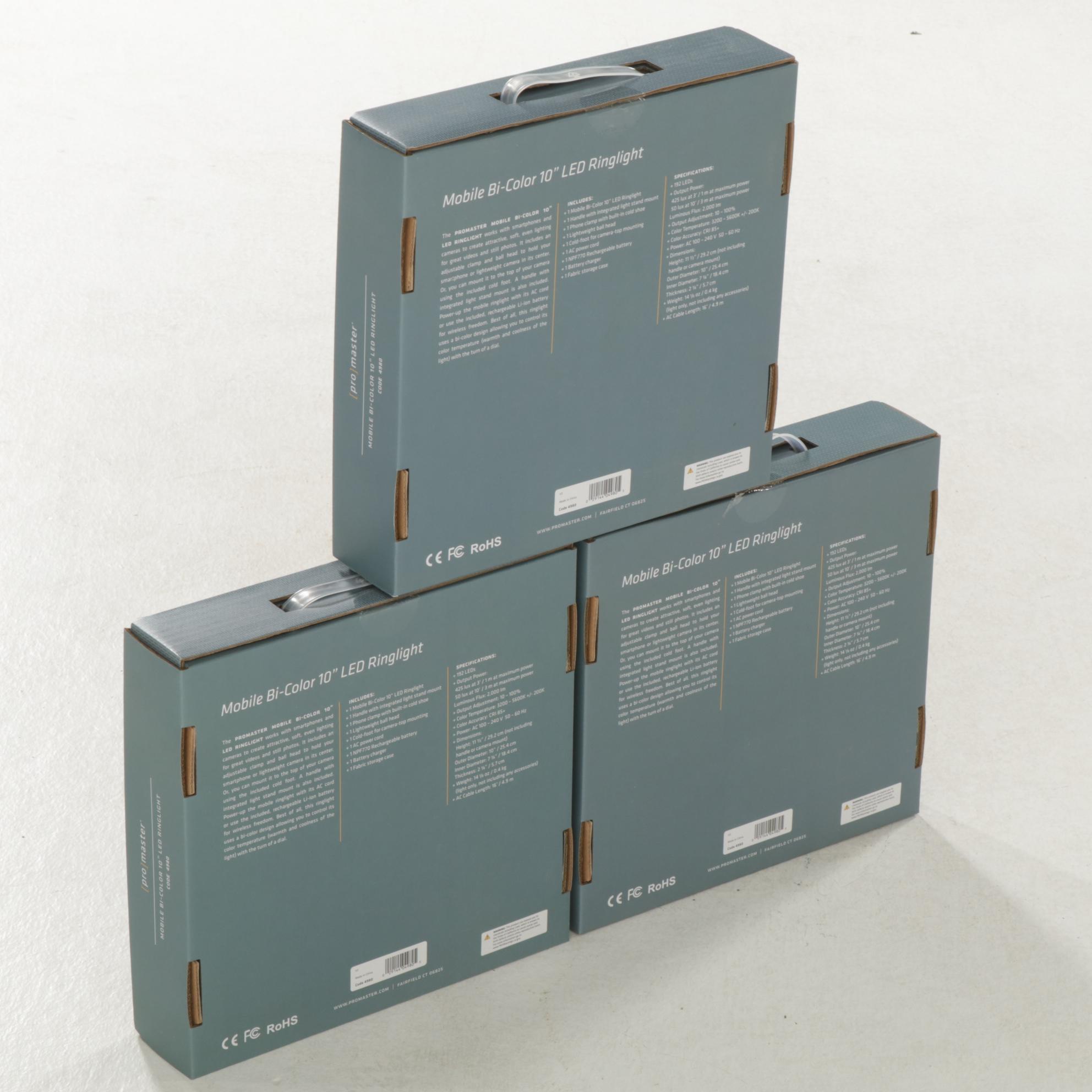 Three ProMaster Mobile 10" Bi-Color LED Ringlights | Everything But The ...