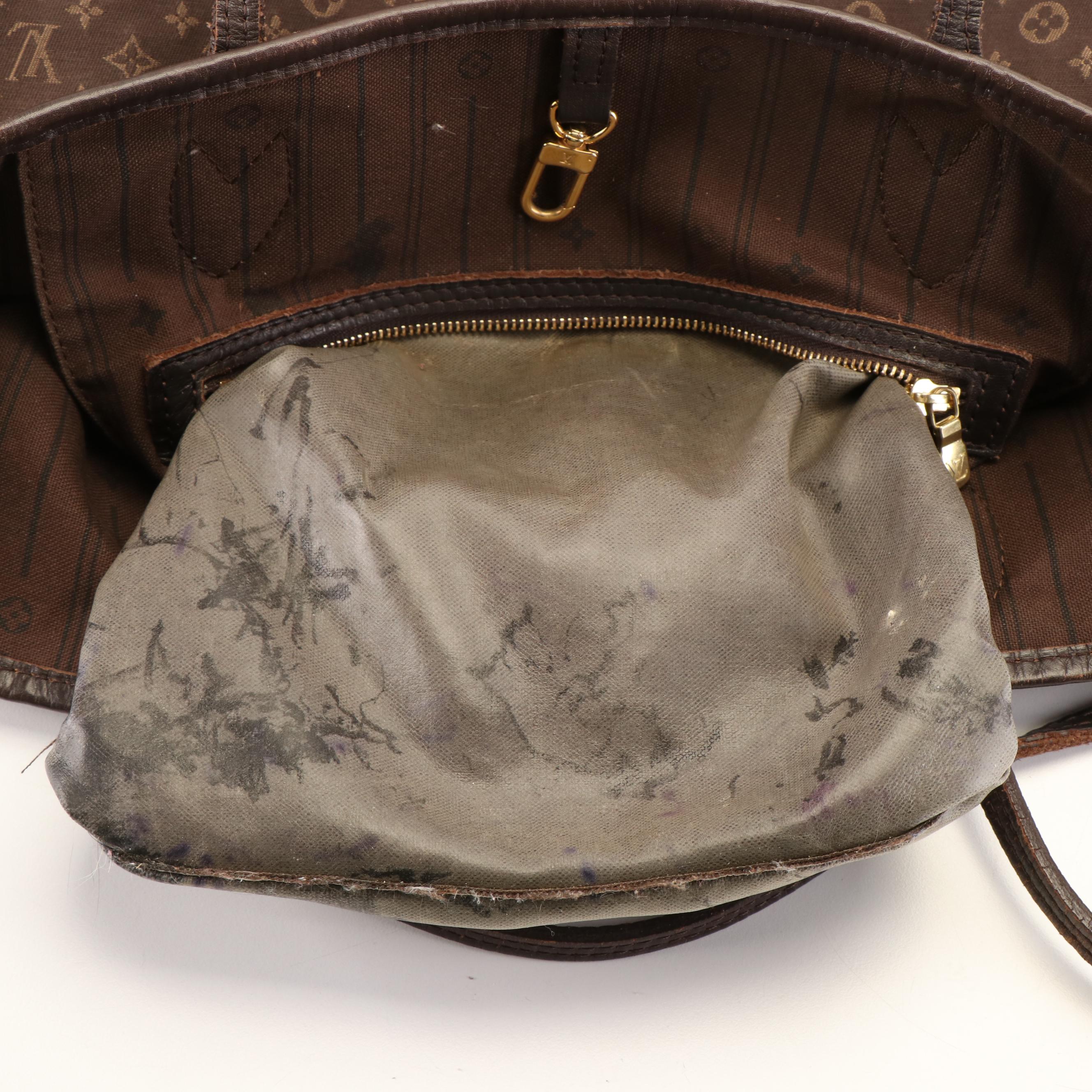 Louis Vuitton Neverfull Mini Lin Tote in Brown Monogram Canvas ...