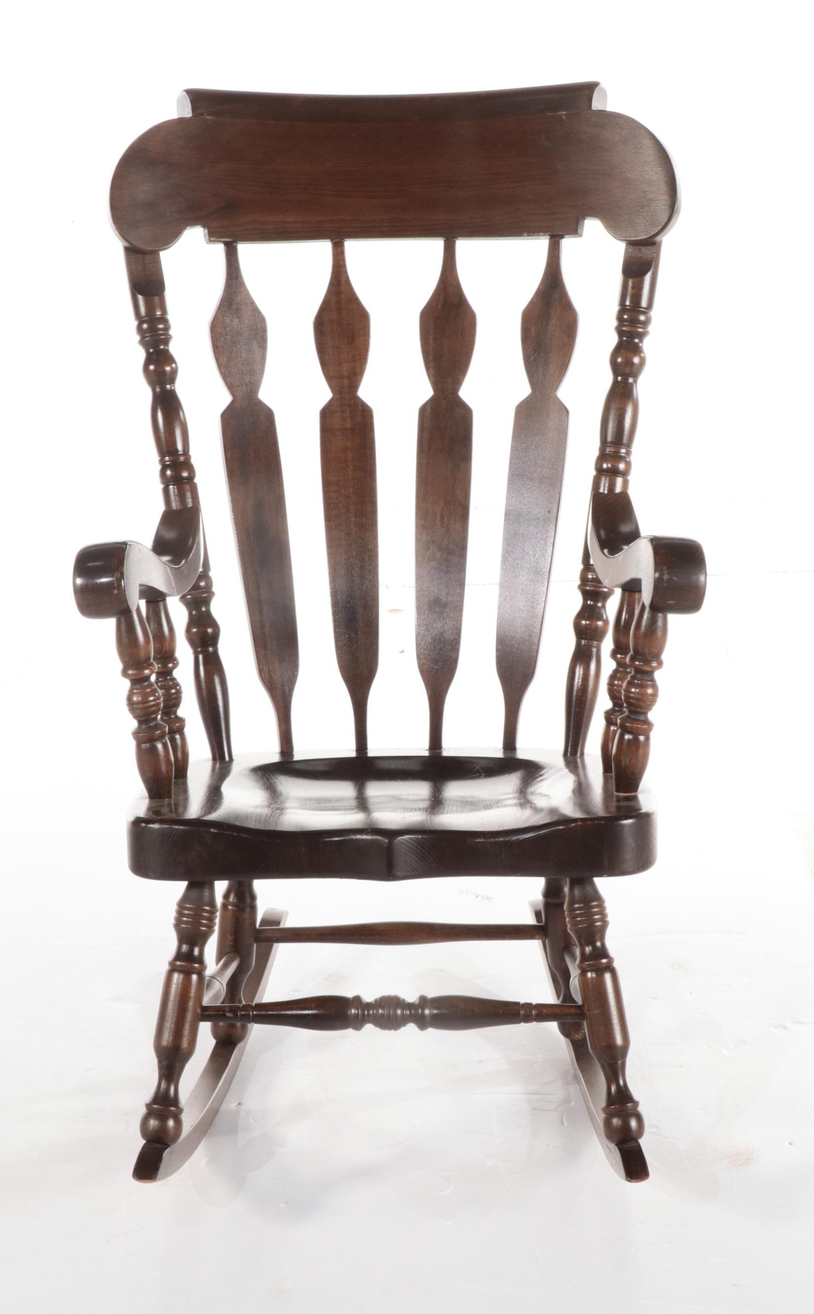 American Primitive Style Pine and Beech Spindle-Back Rocker, Late 20th ...