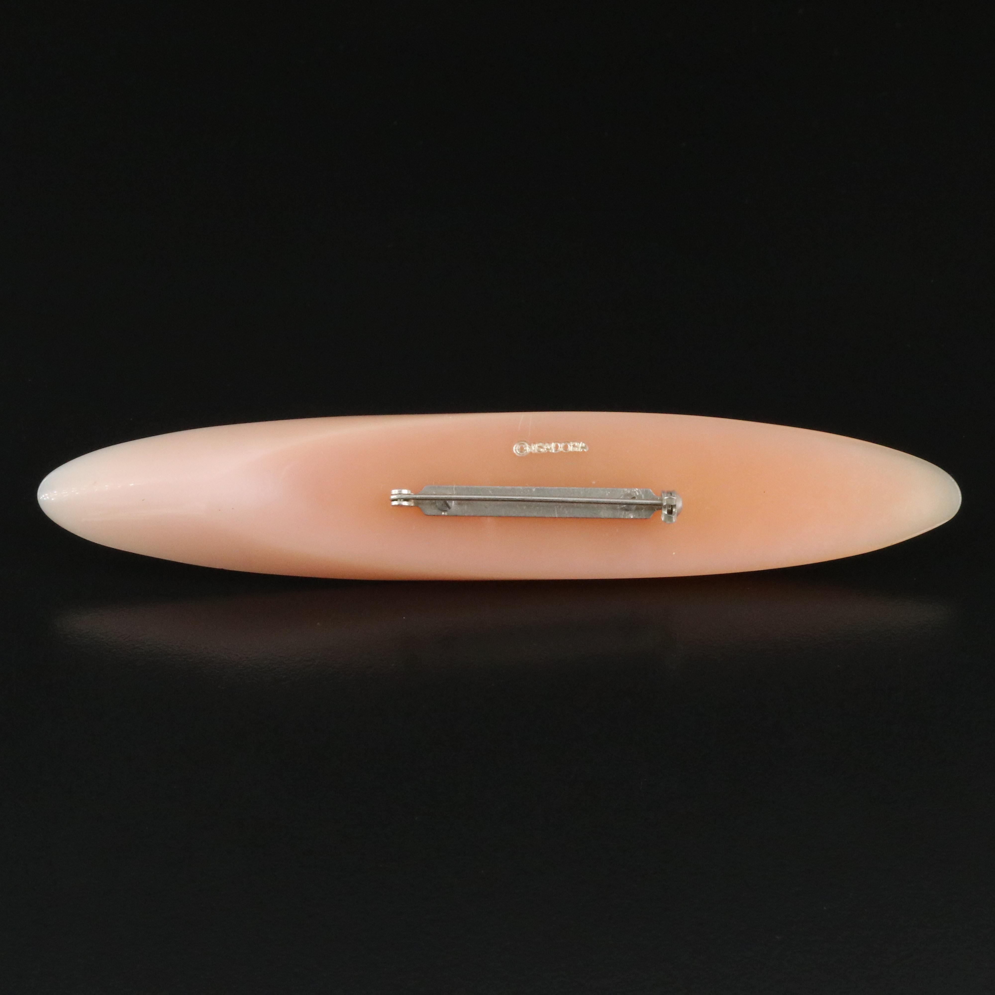 1980s Isadora Paris Galalith Navette Brooch | EBTH