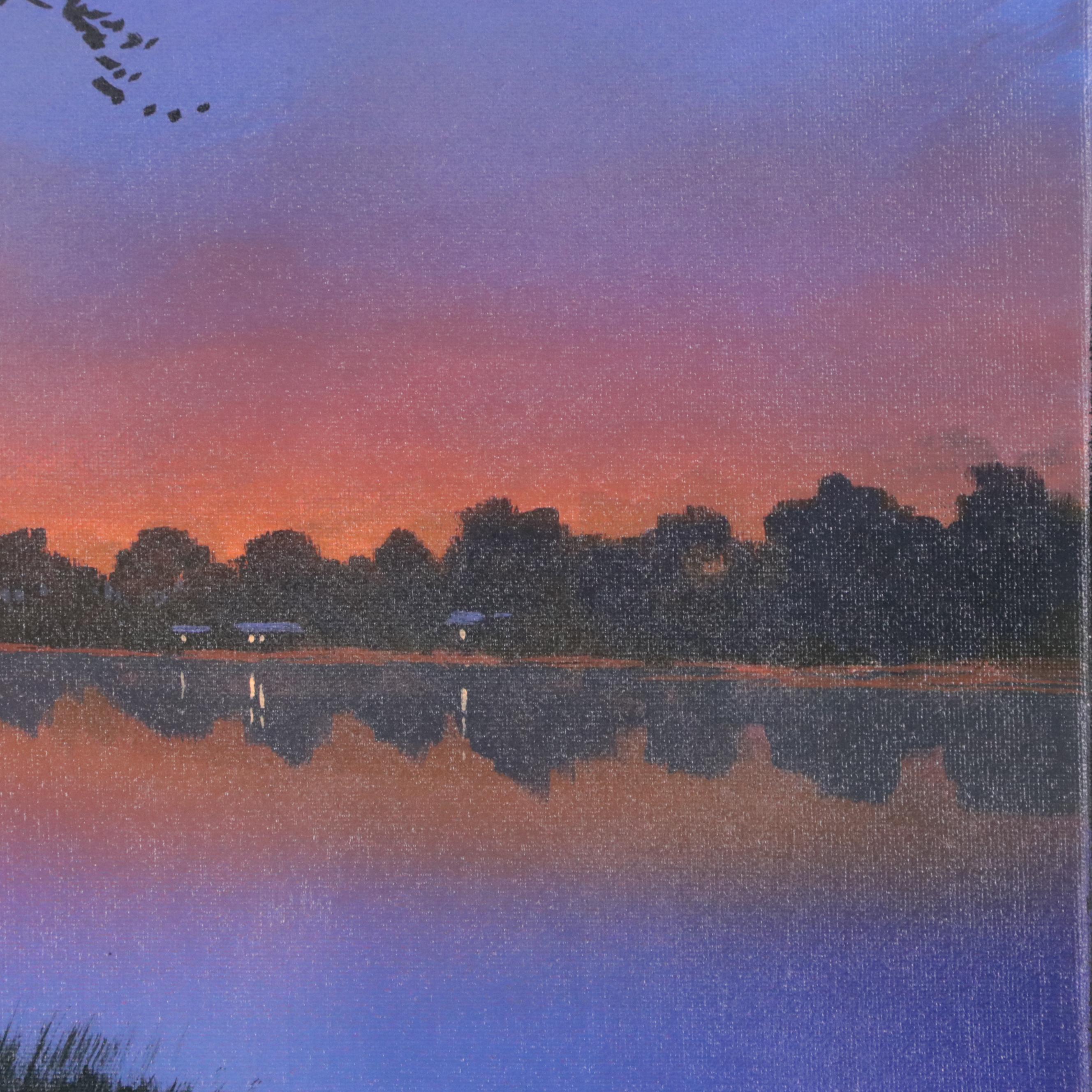 Douglas “Bumo” Johnpeer Sunset Lake Landscape Oil Painting, 2024 ...