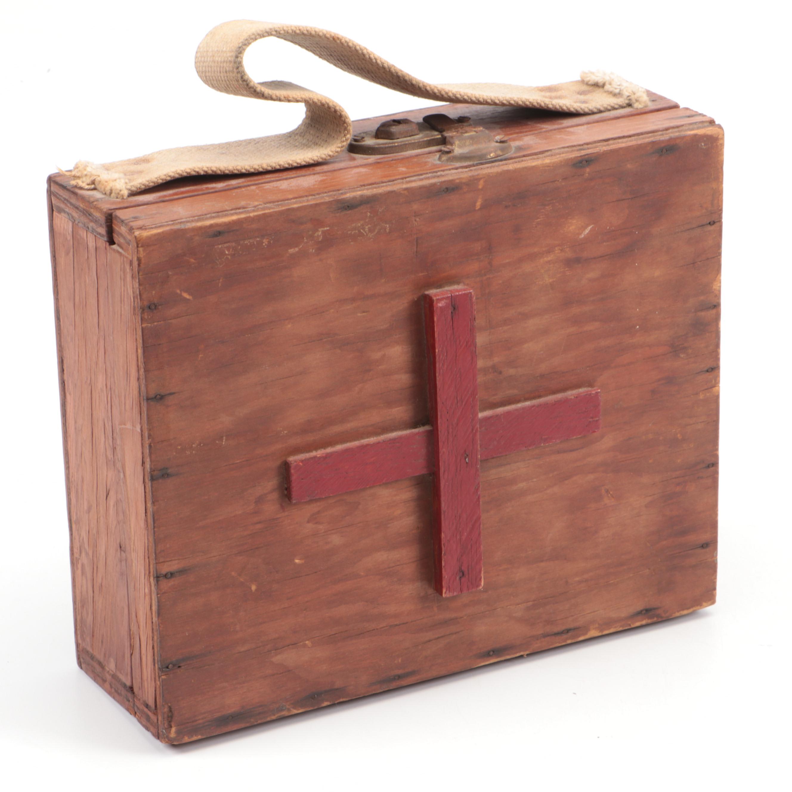 Red Cross Wooden Medical Kit Box and USNS Comfort T-AH 20 Ceramic Jar ...