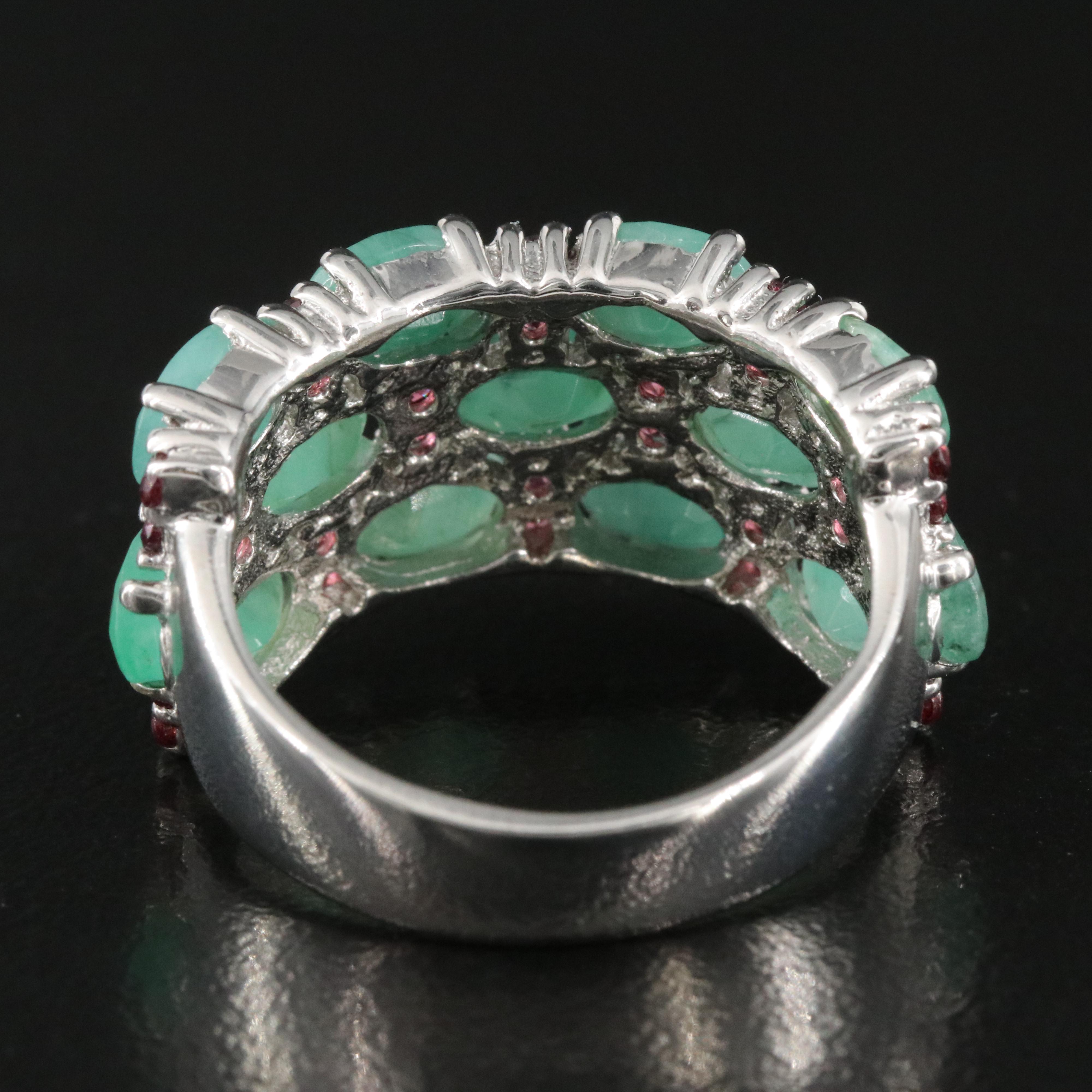 Sterling Emerald and Garnet Ring | EBTH