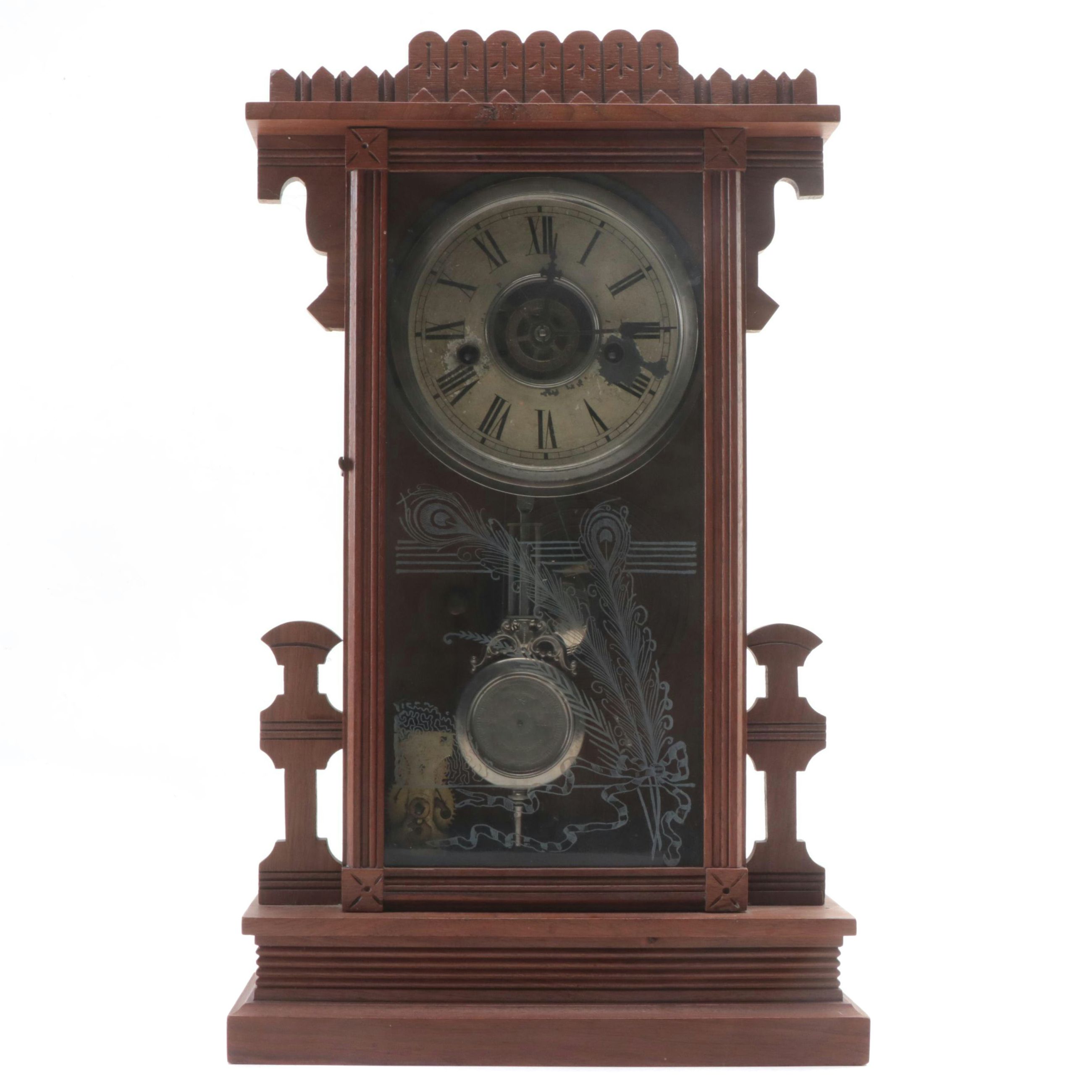 Waterbury Wooden Gingerbread Mantel Clock, Late 19th/Early 20th Century ...